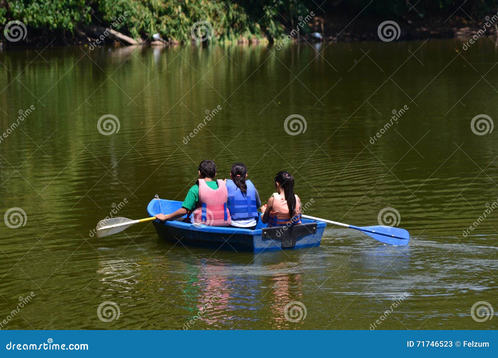 Kids Rowing Boat in a Lake in Ecuador Editorial Stock Photo - Image of ...