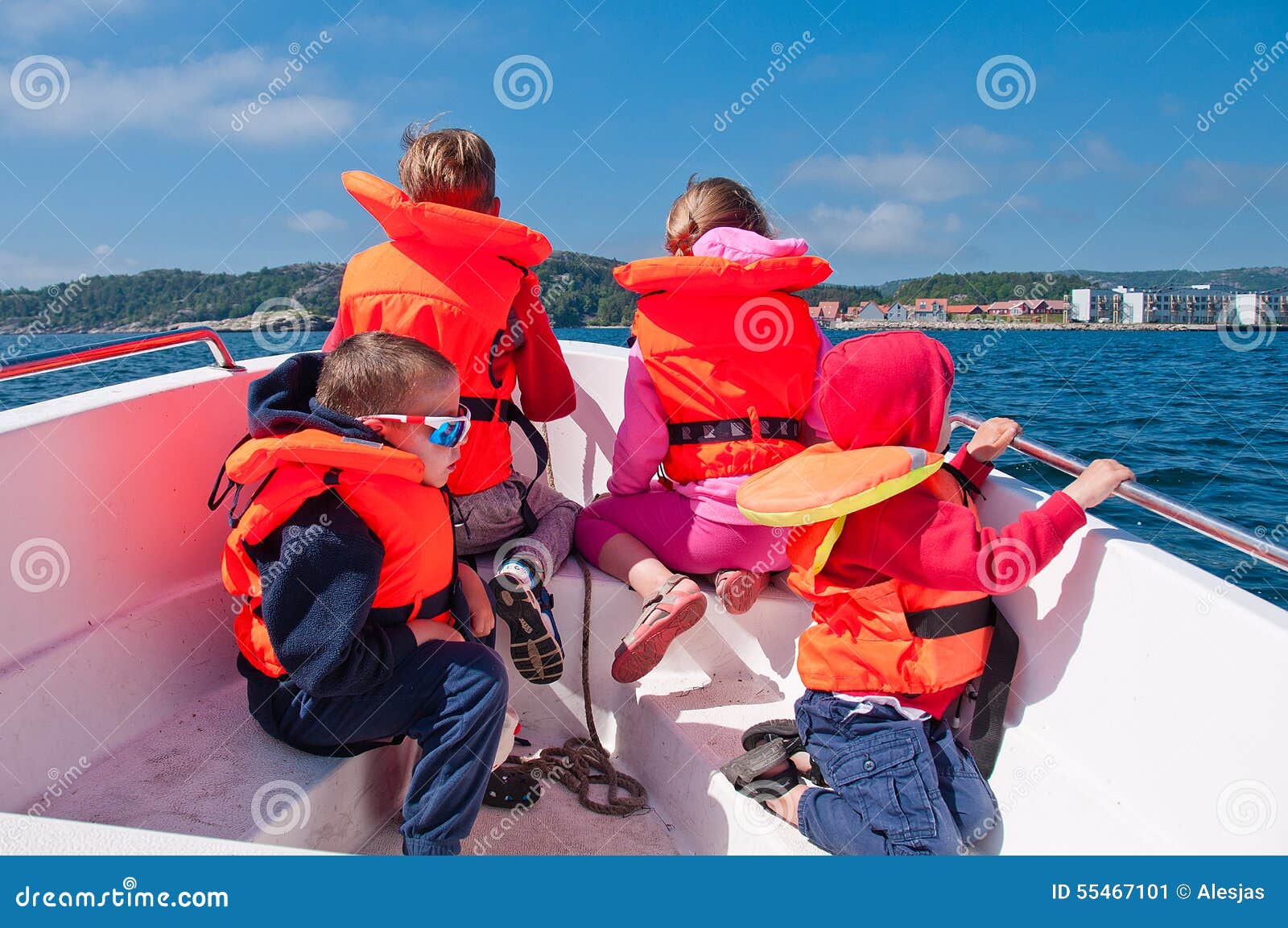 The kids in a boat stock image. Image of travel, floatation - 55467101