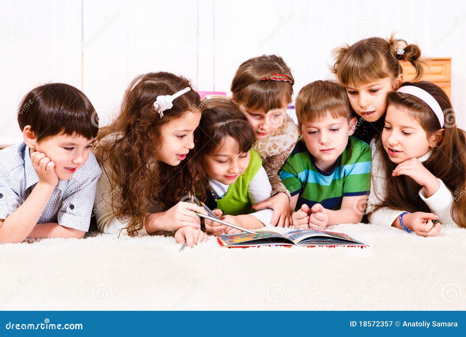 Kids with book stock image. Image of cheerful, education - 18572357