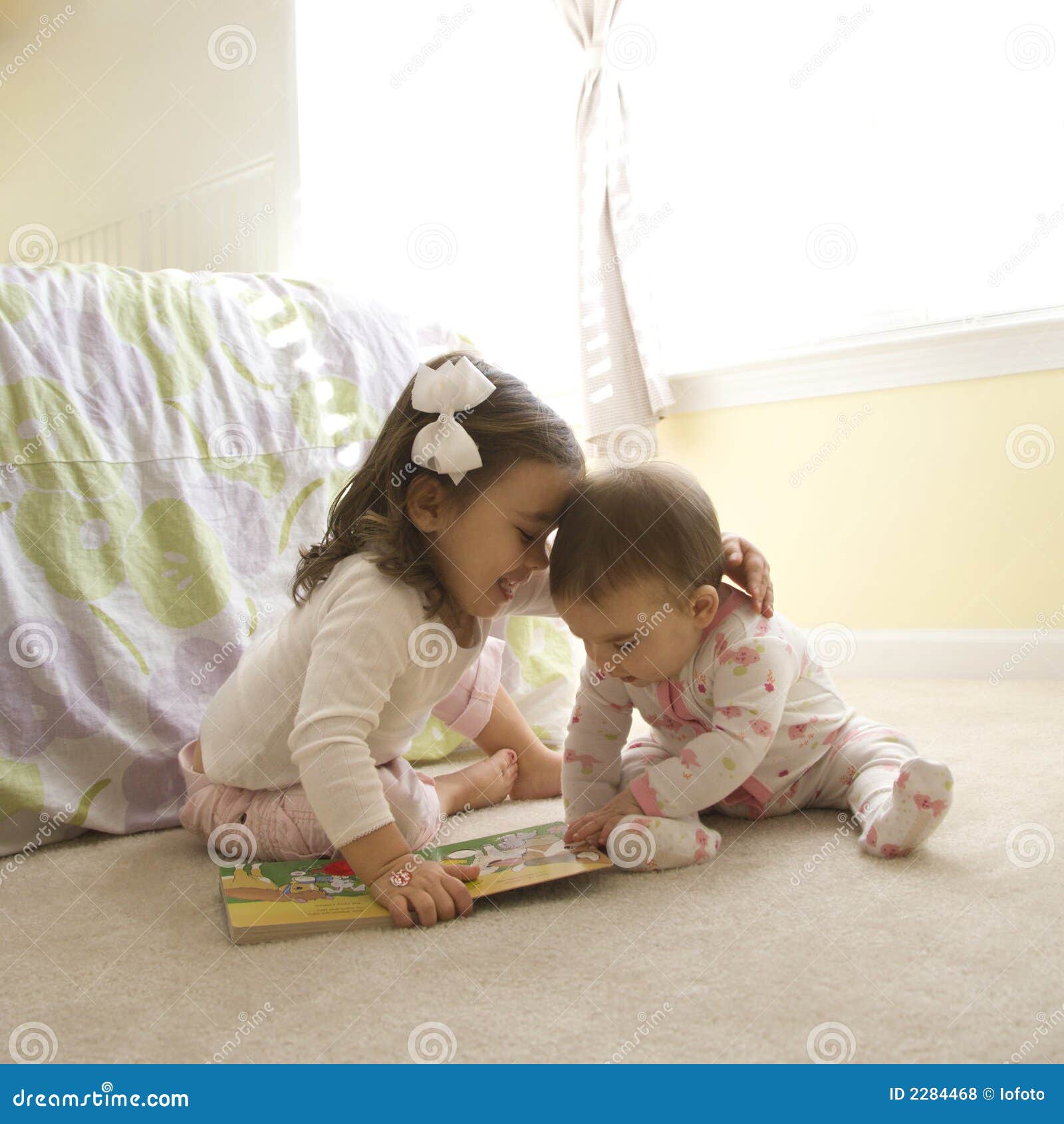 Kids with book. stock photo. Image of home, cute, book - 2284468