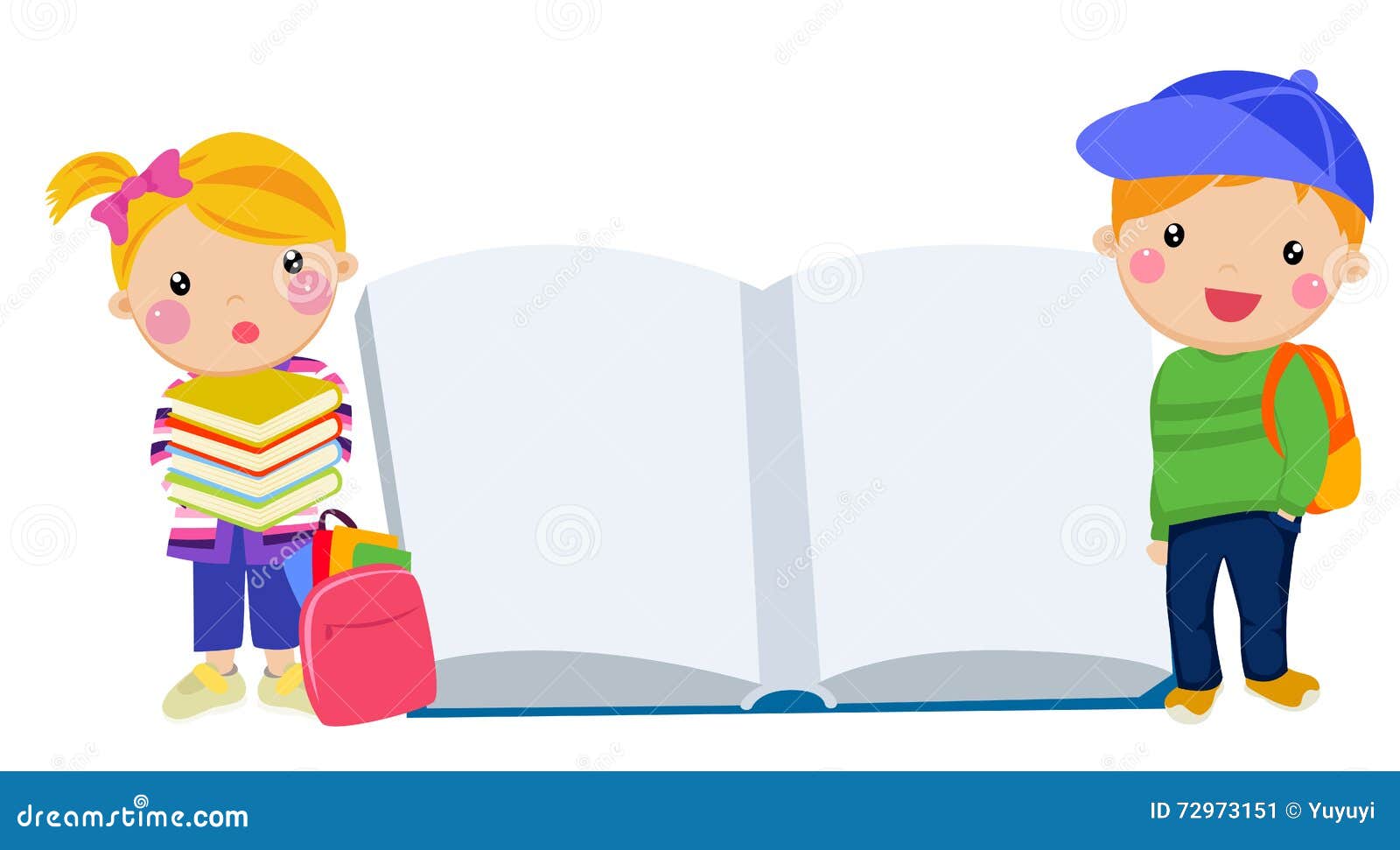 Kids and book stock vector. Illustration of read, education - 72973151
