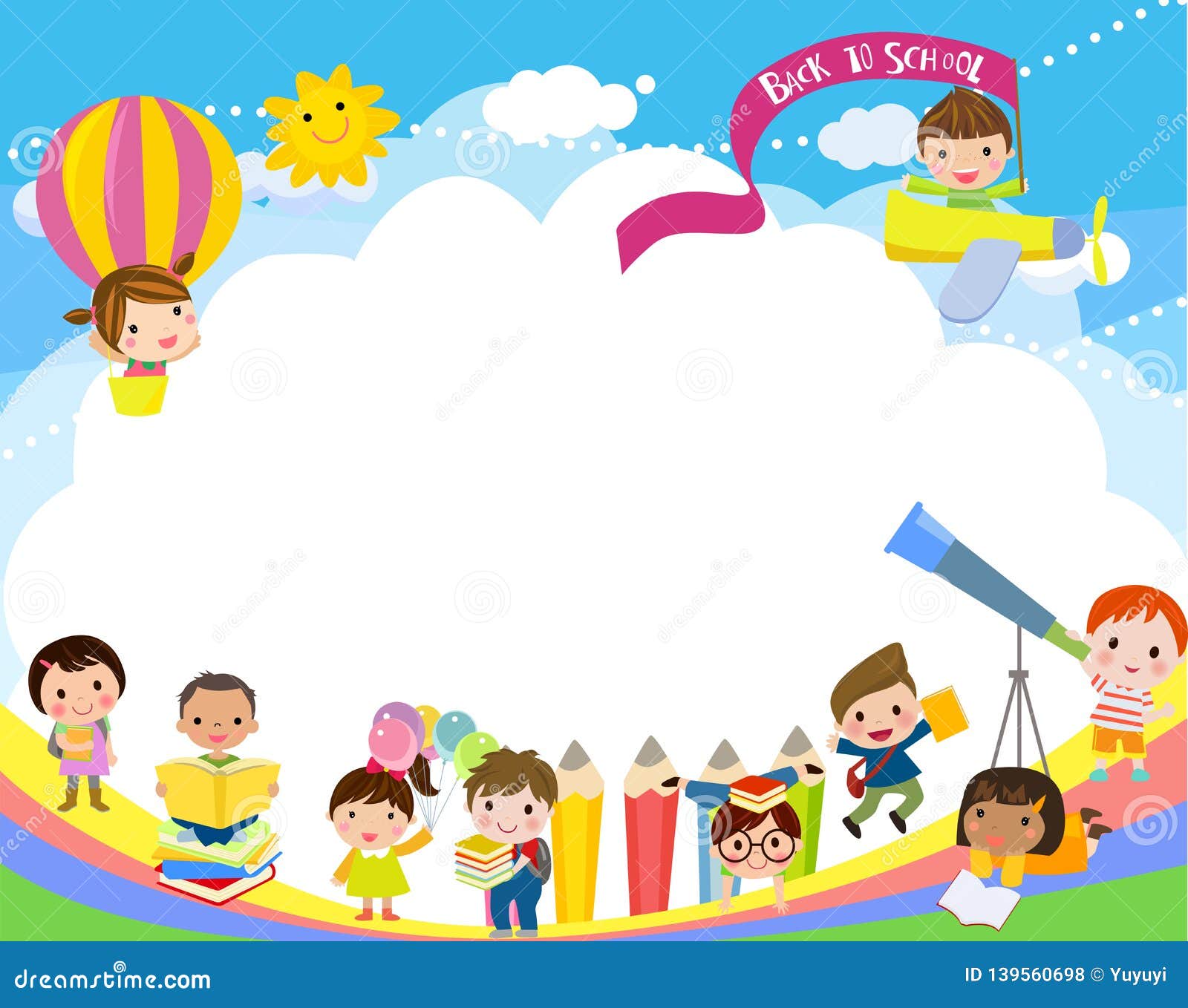 Kids and book stock vector. Illustration of smile, background - 139560698