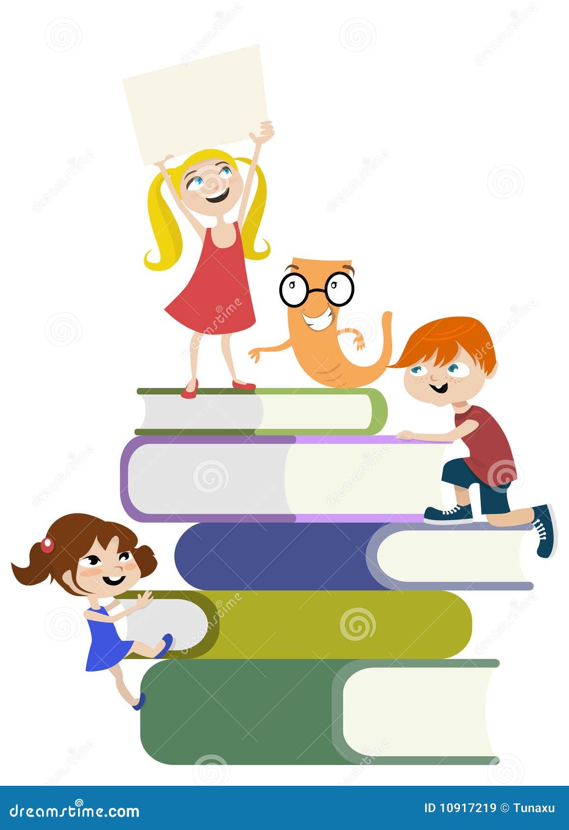 Kids on the books stock vector. Illustration of vector - 10917219