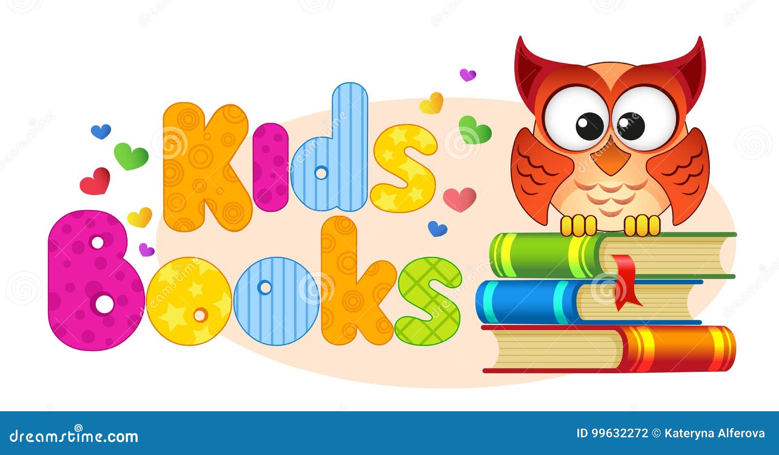 Kids Books. Banner with Owl on a Pile of Books Stock Vector ...