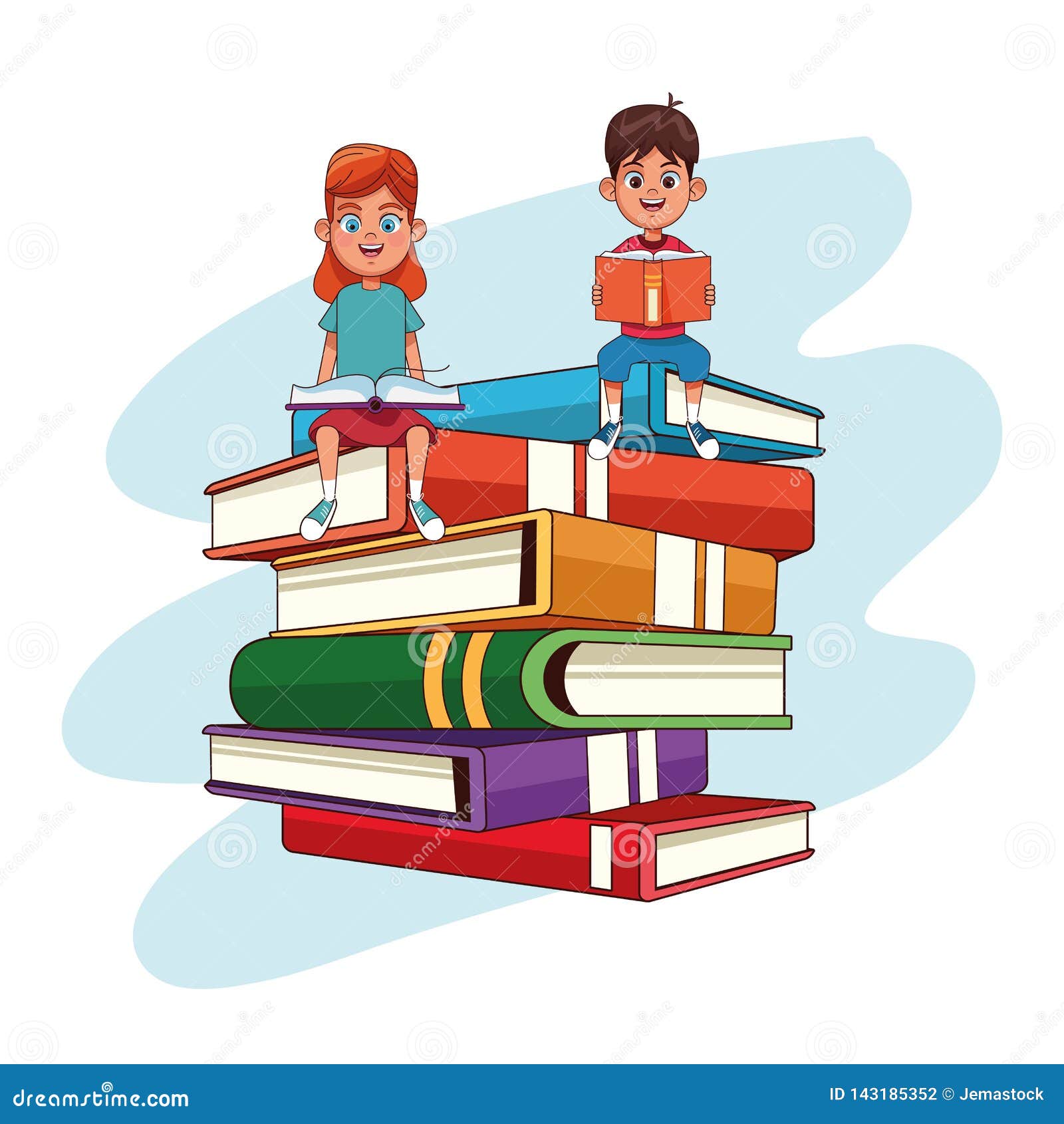 Kids and books cartoons stock vector. Illustration of books - 143185352
