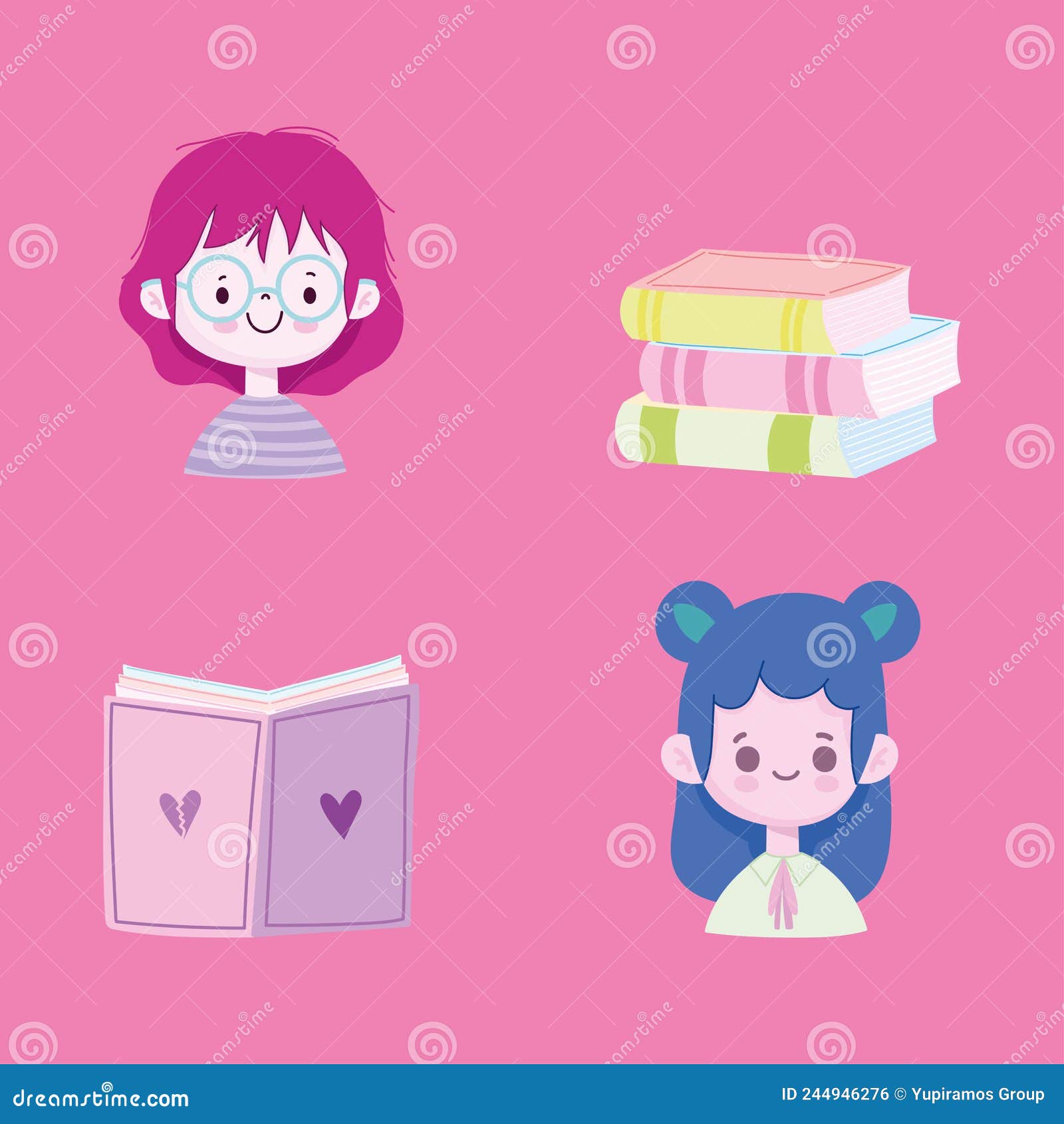Kids and books stock vector. Illustration of icons, study - 244946276