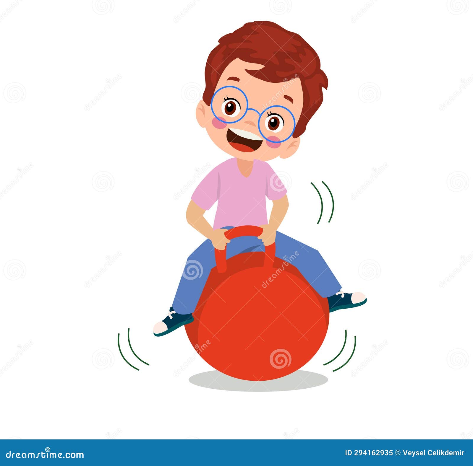 Kids Bouncing on Hopper Ball Stock Vector - Illustration of girl, smile ...