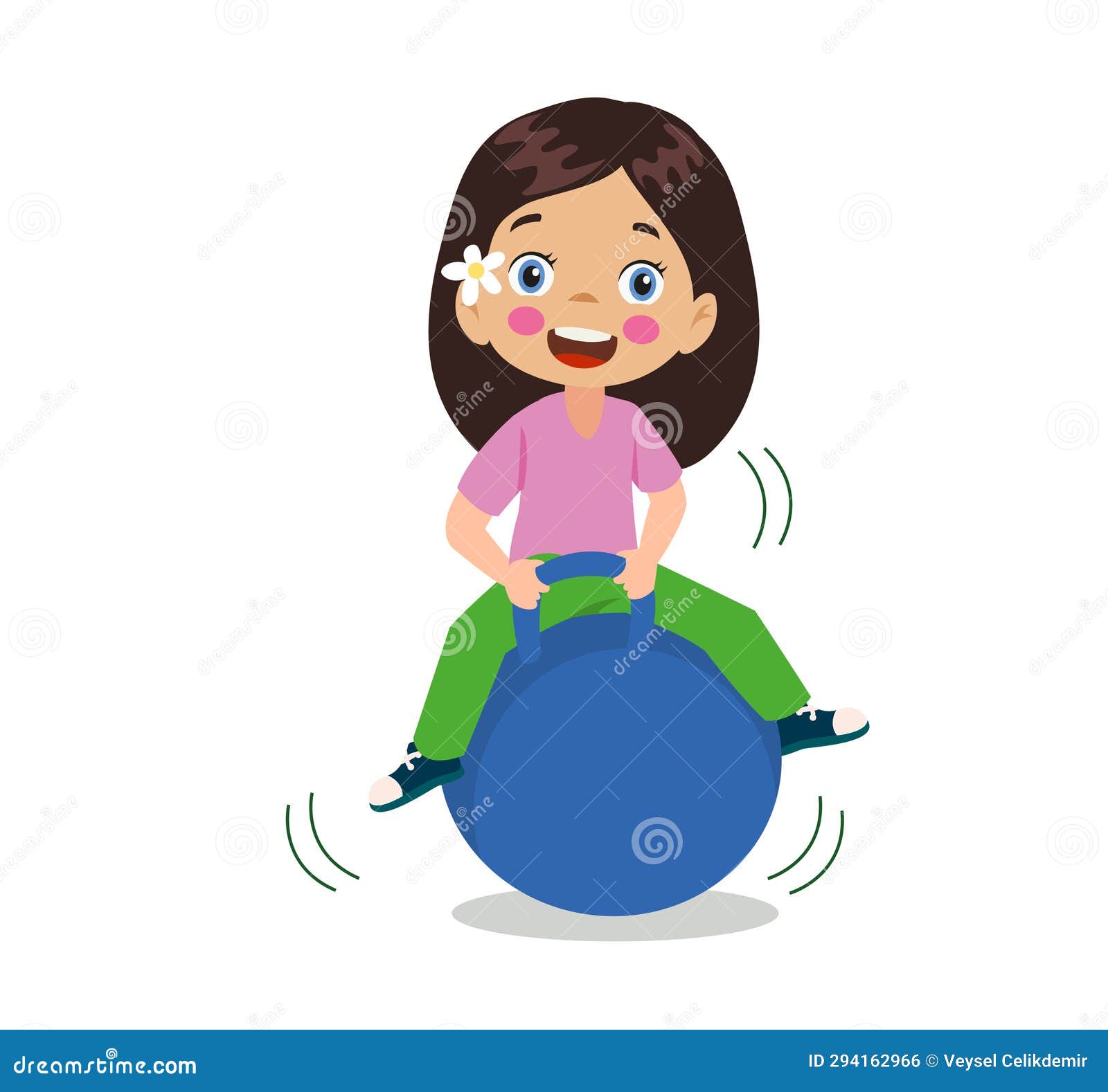 Kids Bouncing on Hopper Ball Stock Illustration - Illustration of girl ...