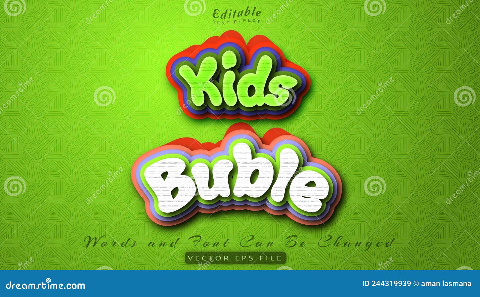 Kids buble text effect stock vector. Illustration of bubble - 244319939
