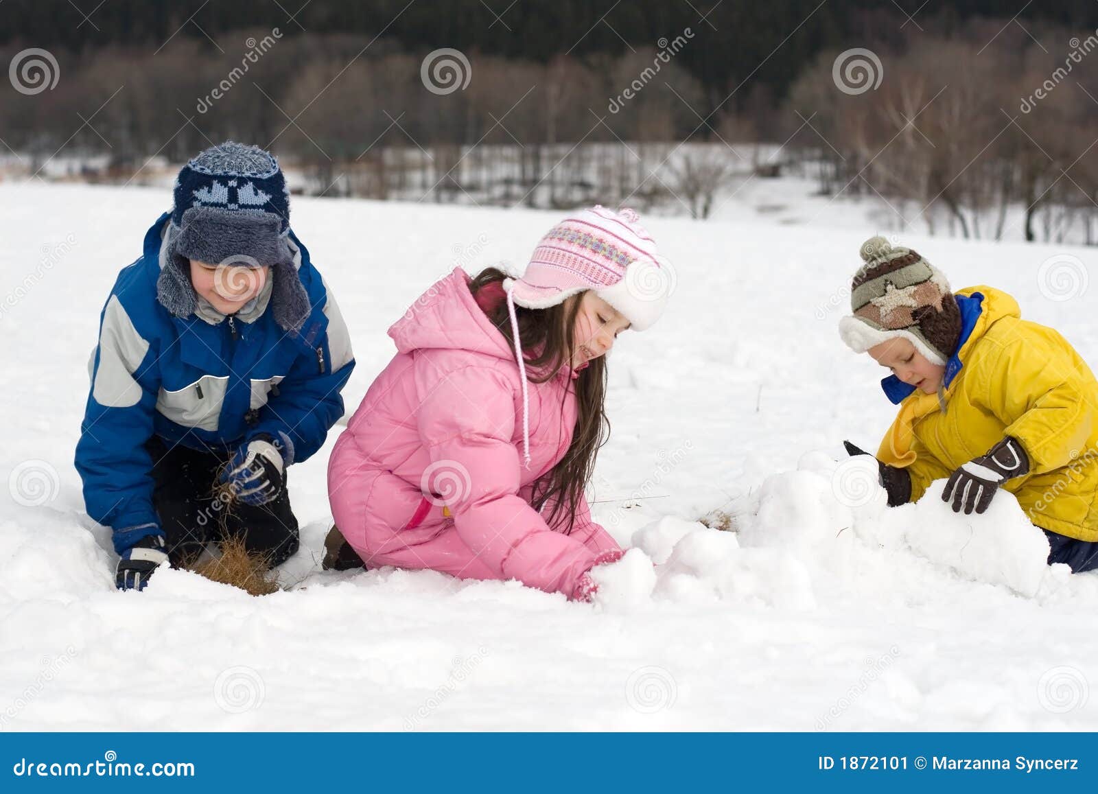 Kids Building A Snow Fort