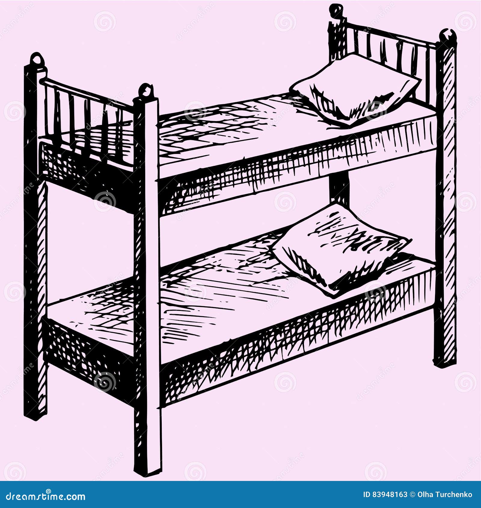 Kids Bunk Bed Doodle Style Sketch Vector Illustration | CartoonDealer ...