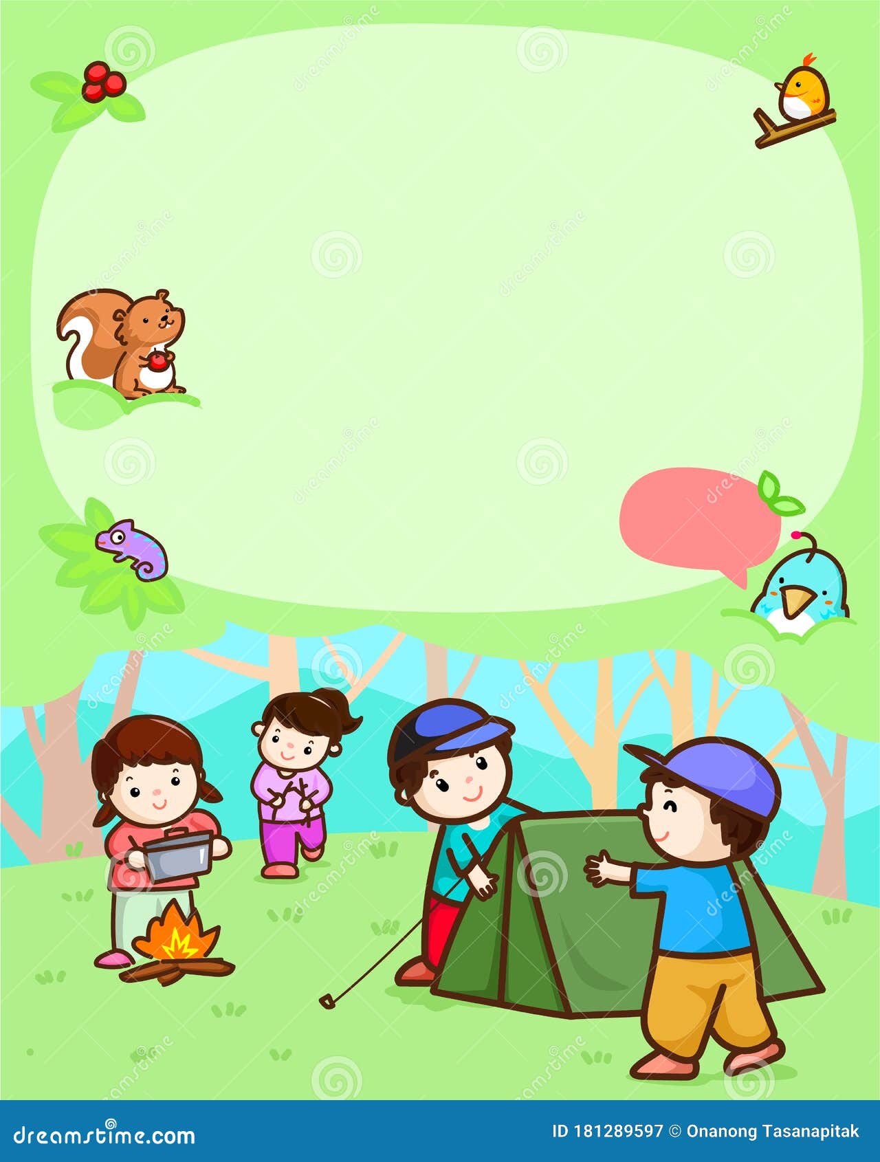 Kids camp vector poster stock vector. Illustration of kids - 181289597