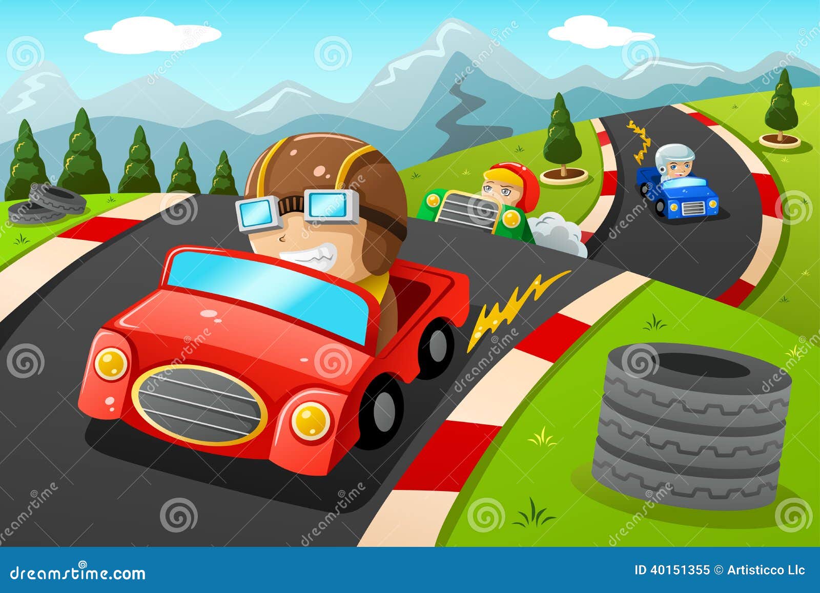 Kids in a car racing stock vector. Illustration of activity - 40151355