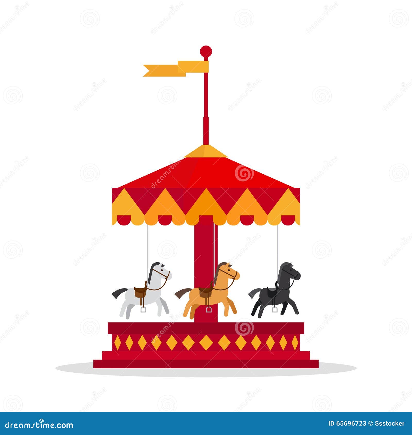 Kids Carnival Carousel in Flat Style. Stock Vector - Illustration of ...