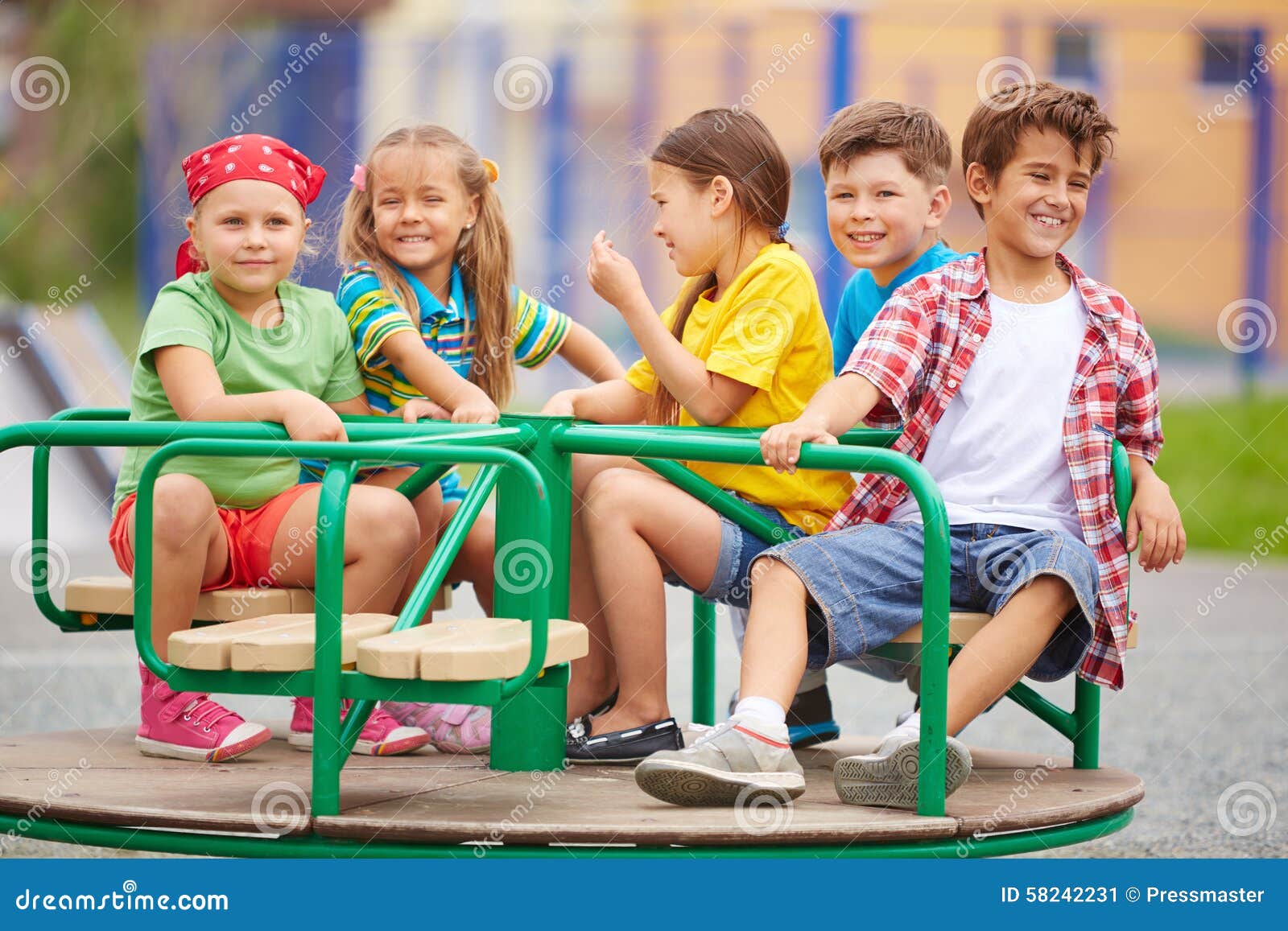 Kids on carousel stock image. Image of children, carousel - 58242231