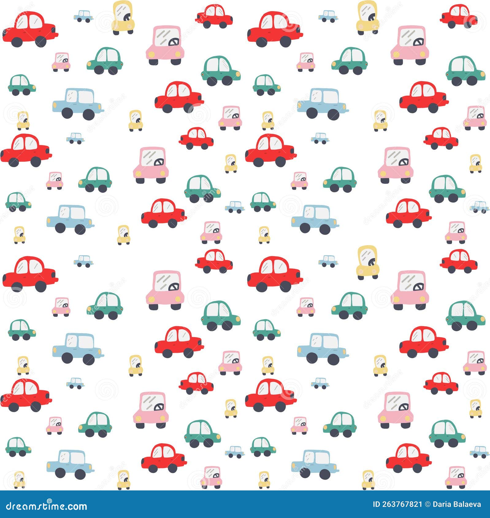 Kids Cars Seamless Pattern Hand Drawn Stock Vector - Illustration of ...