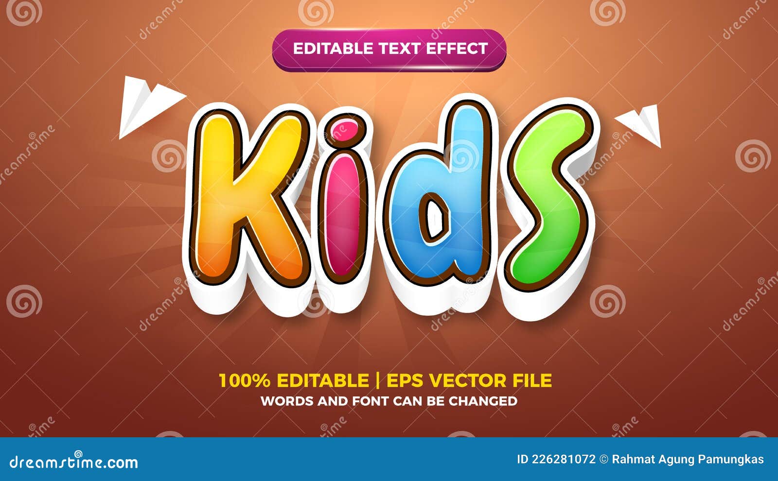 Kids Colorfull Artoon Comic 3d Editable Text Style Effect Template ...