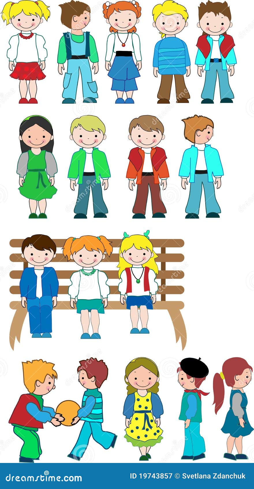 Kids cartoon set stock vector. Illustration of school - 19743857
