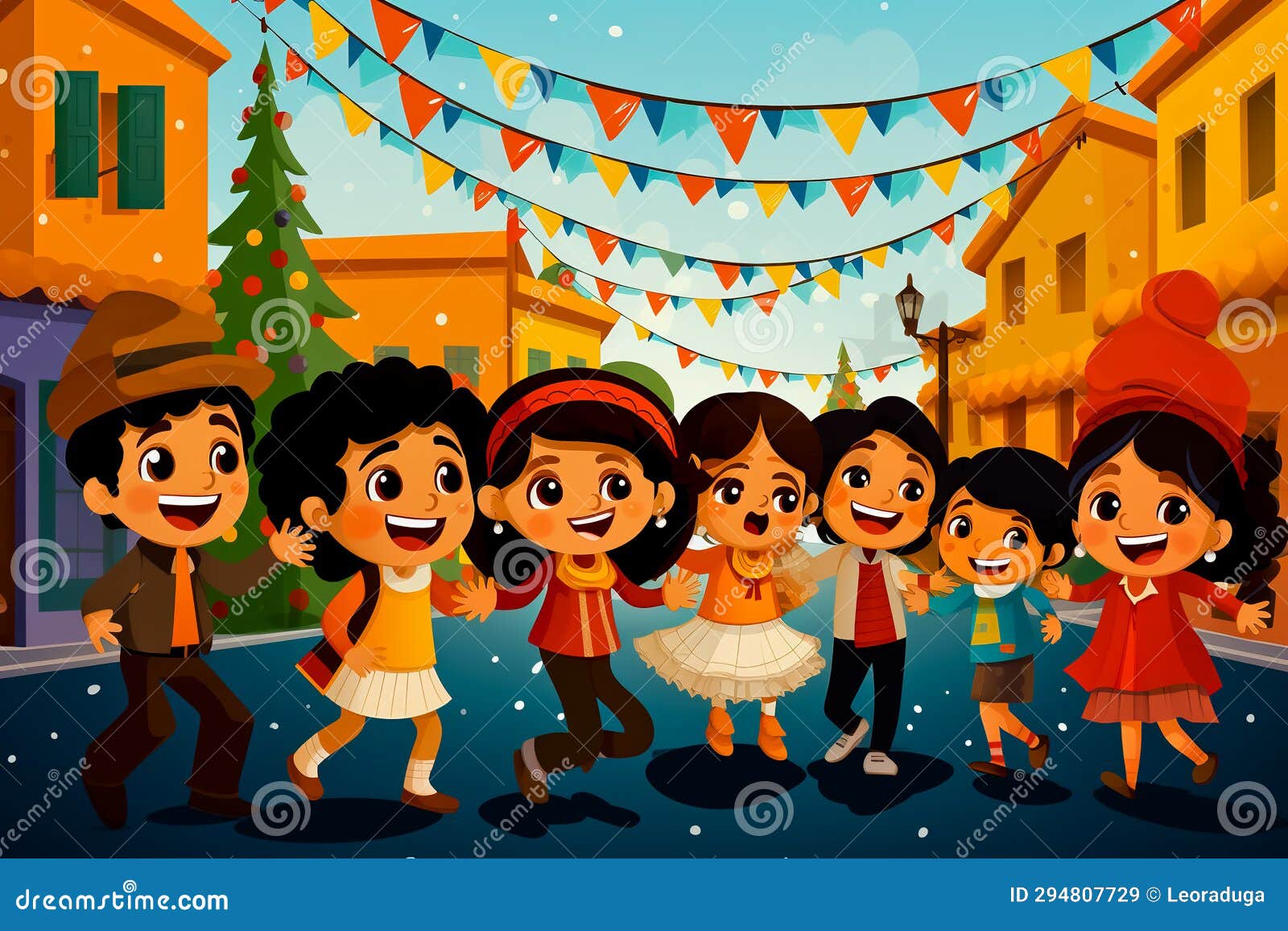 Kids celebrating posadas stock illustration. Illustration of offspring ...
