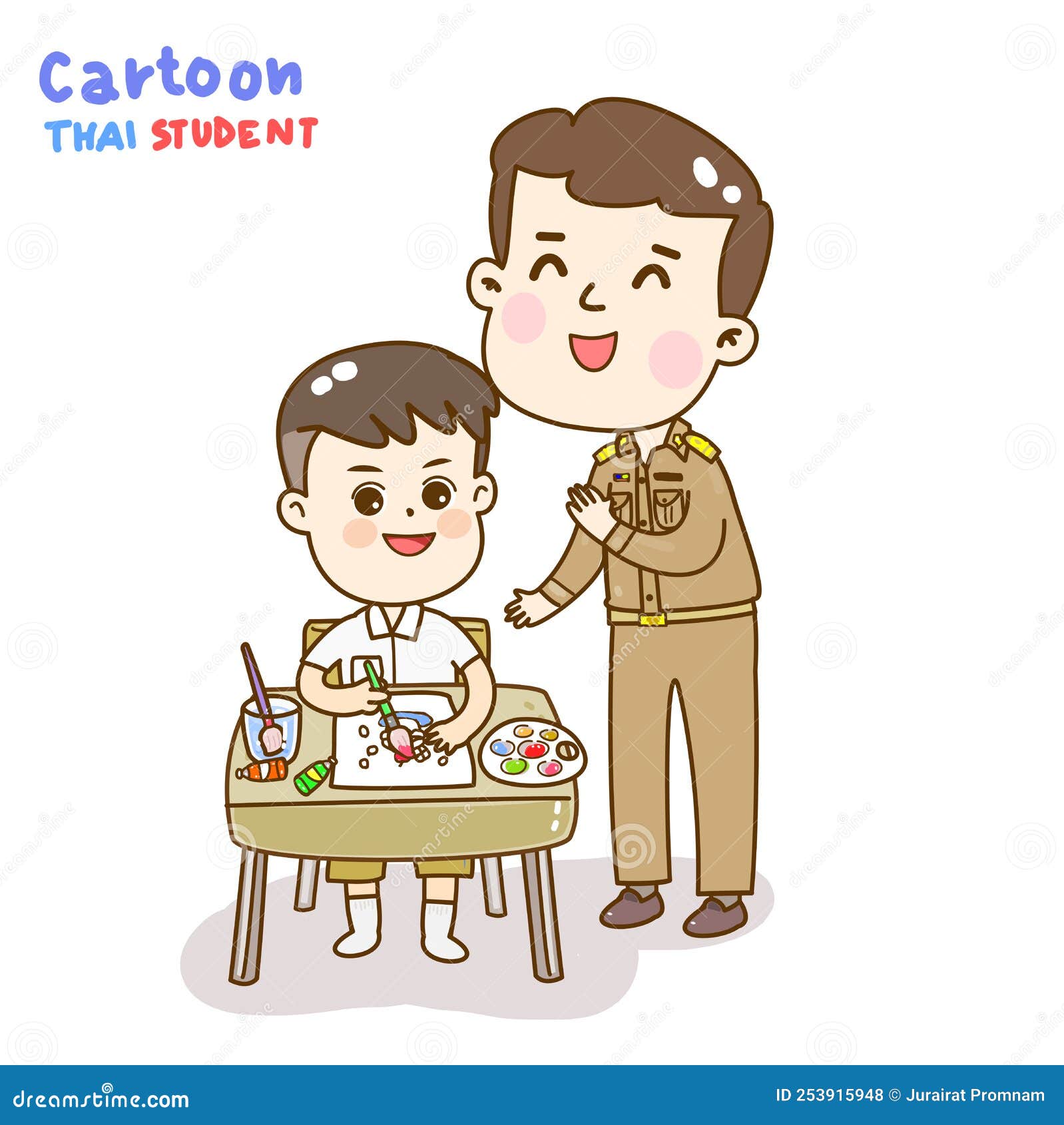 Cartoon Cute Kids in Art Class. Stock Illustration - Illustration of ...