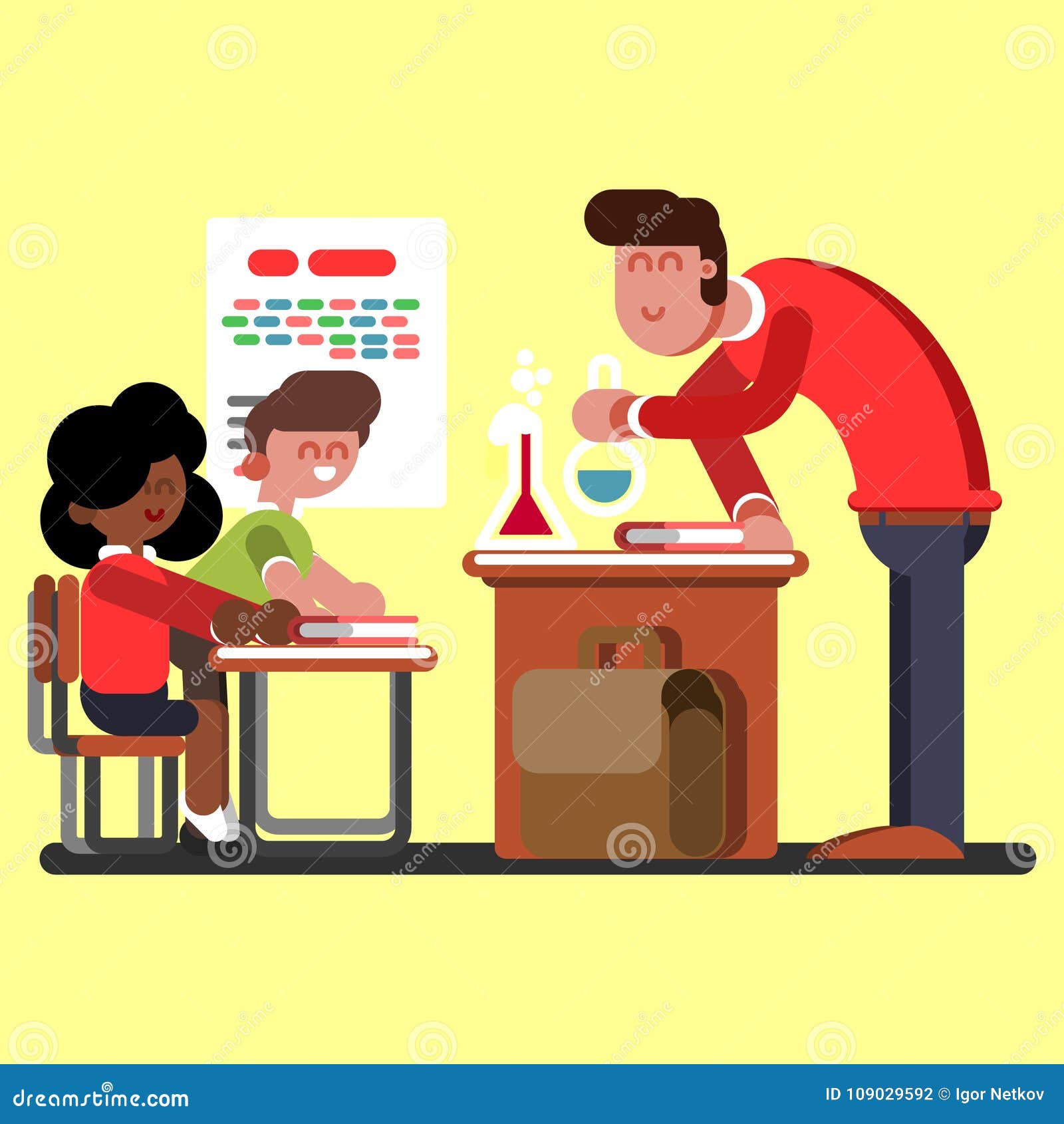 Kids in chemical classes stock vector. Illustration of lesson - 109029592