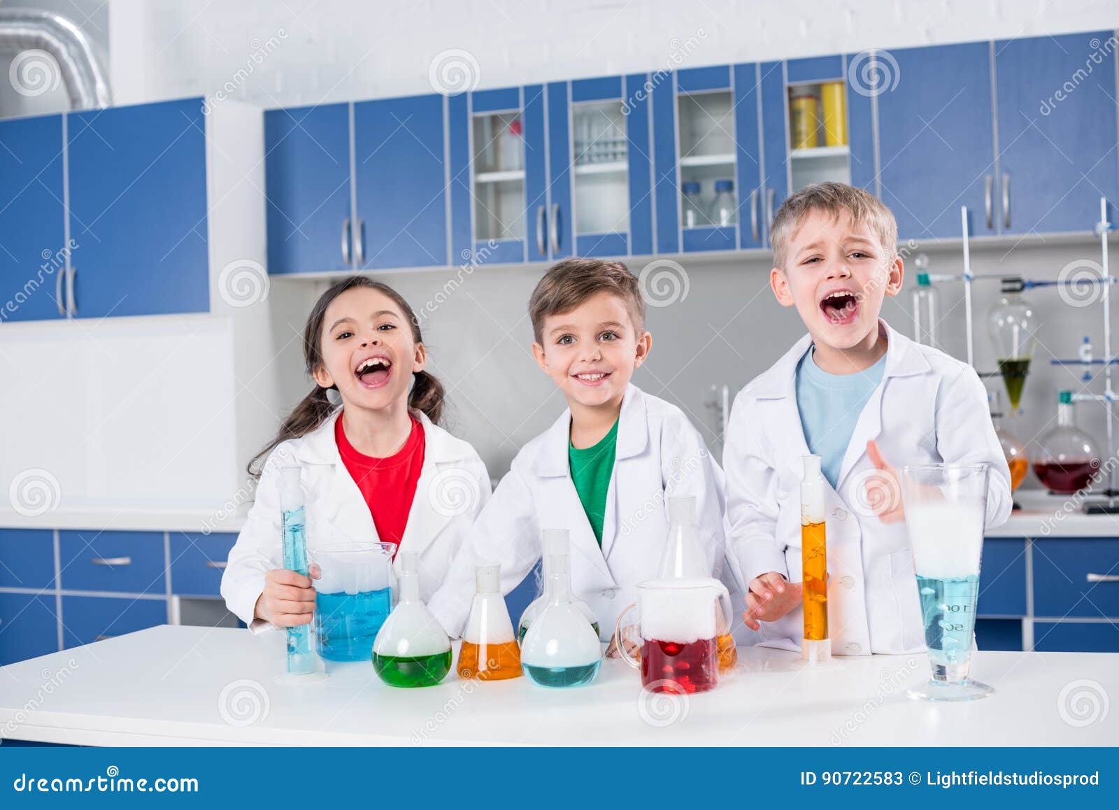Kids in Chemical Laboratory Stock Image - Image of learn, classmates ...