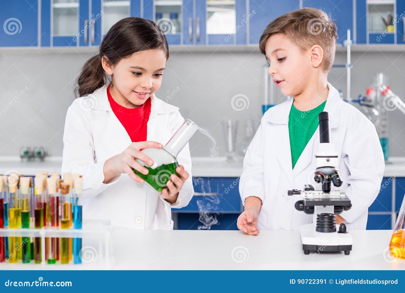 Kids in Chemical Laboratory Stock Image - Image of chemistry, preteen ...