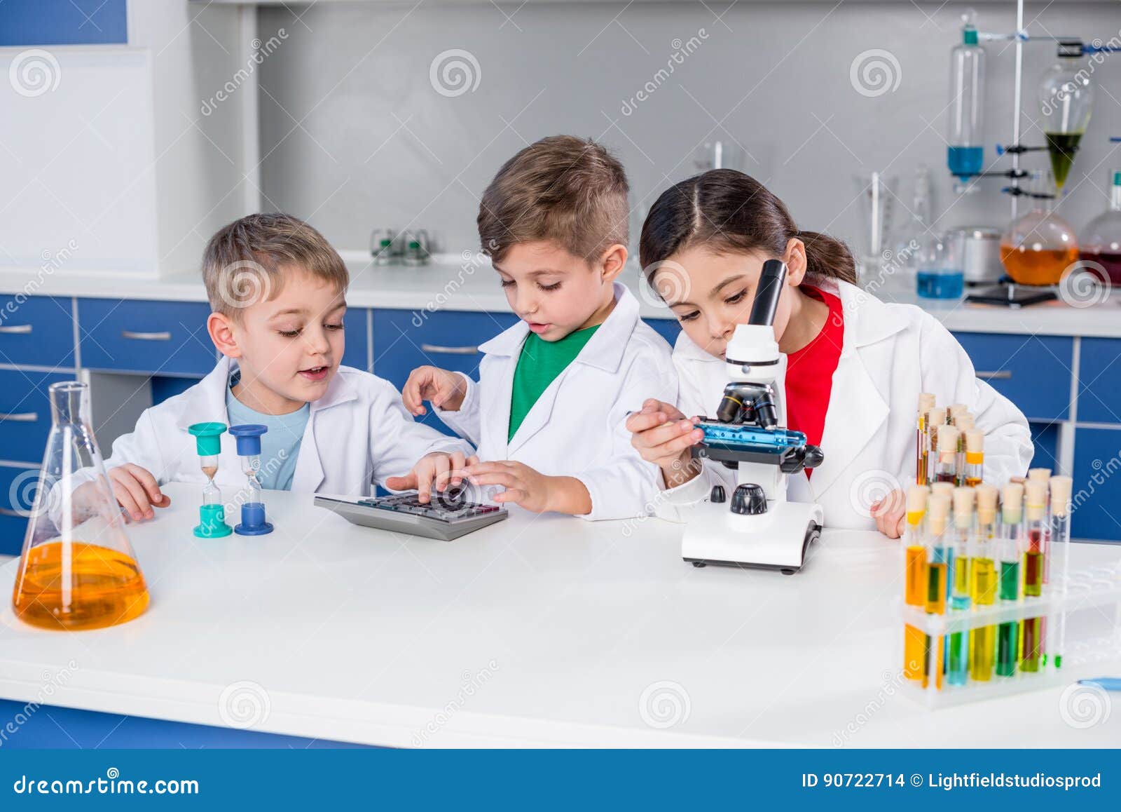 Kids in Chemical Laboratory Stock Photo - Image of classmates, studying ...