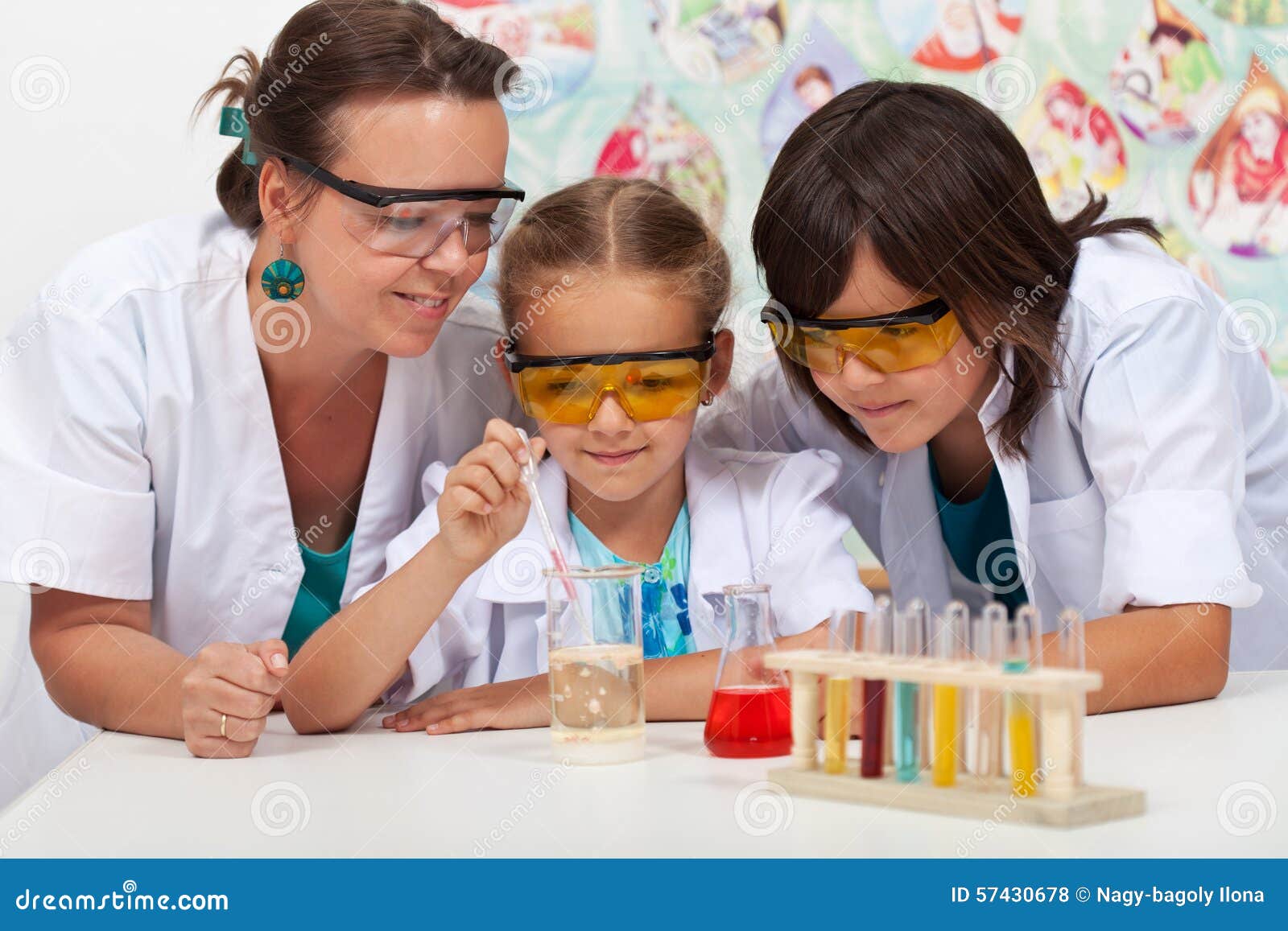 Kids in Chemistry Class with Their Teacher Stock Photo - Image of ...