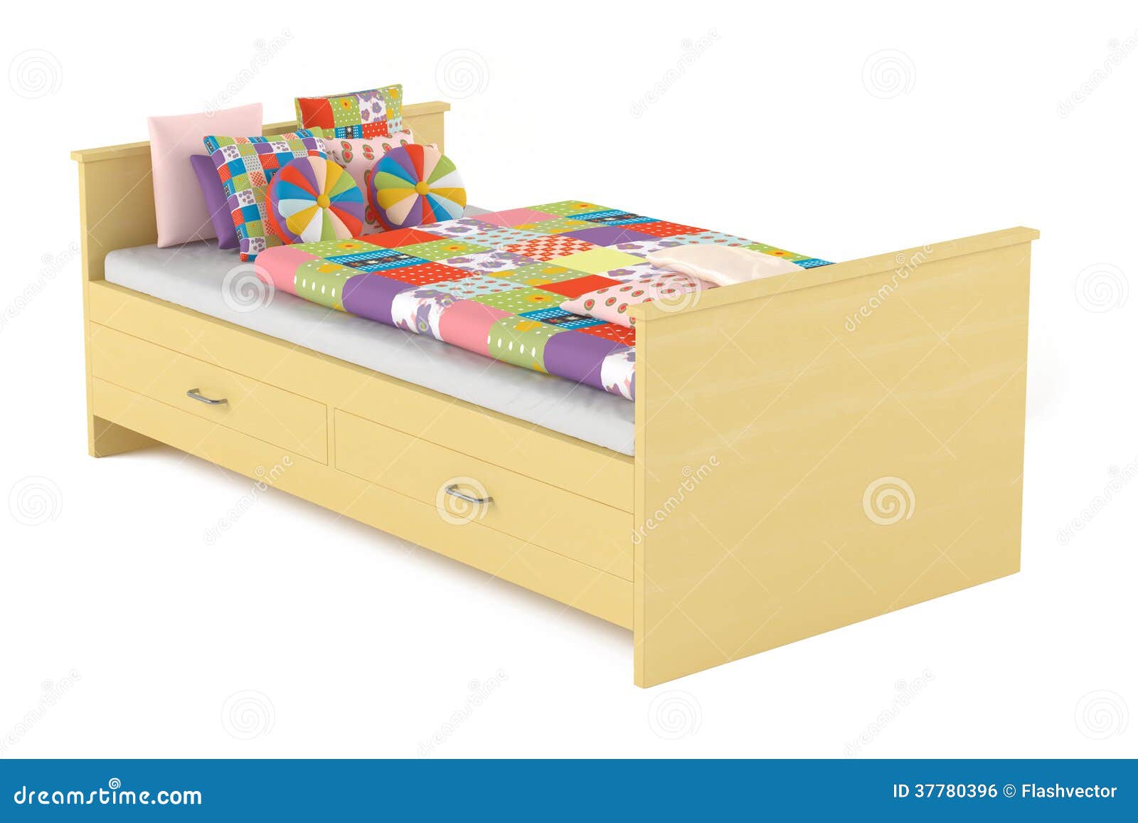 Kids child bed isolated stock illustration. Illustration of home - 37780396