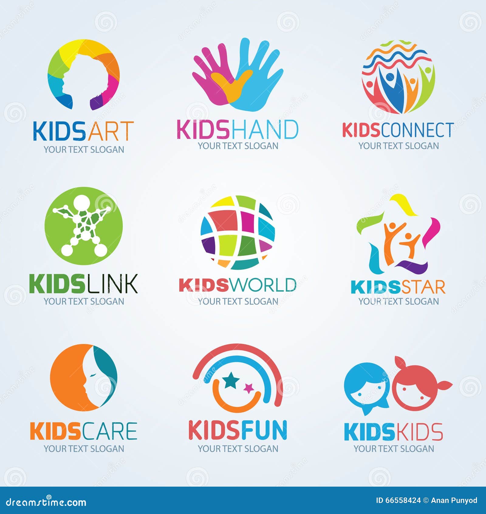 Kids Child Logo Vector Set Design Stock Vector - Image: 66558424