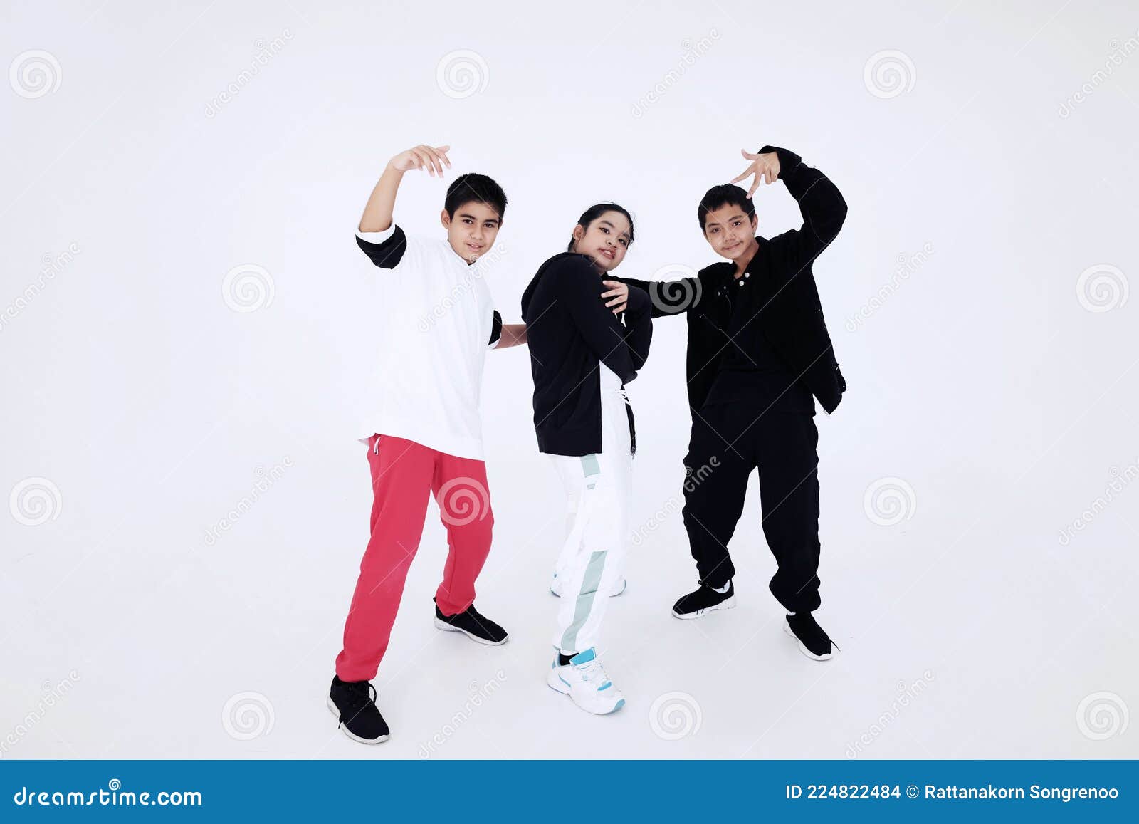 Kids or Children Dancer and is Break Dancing with Students on White ...