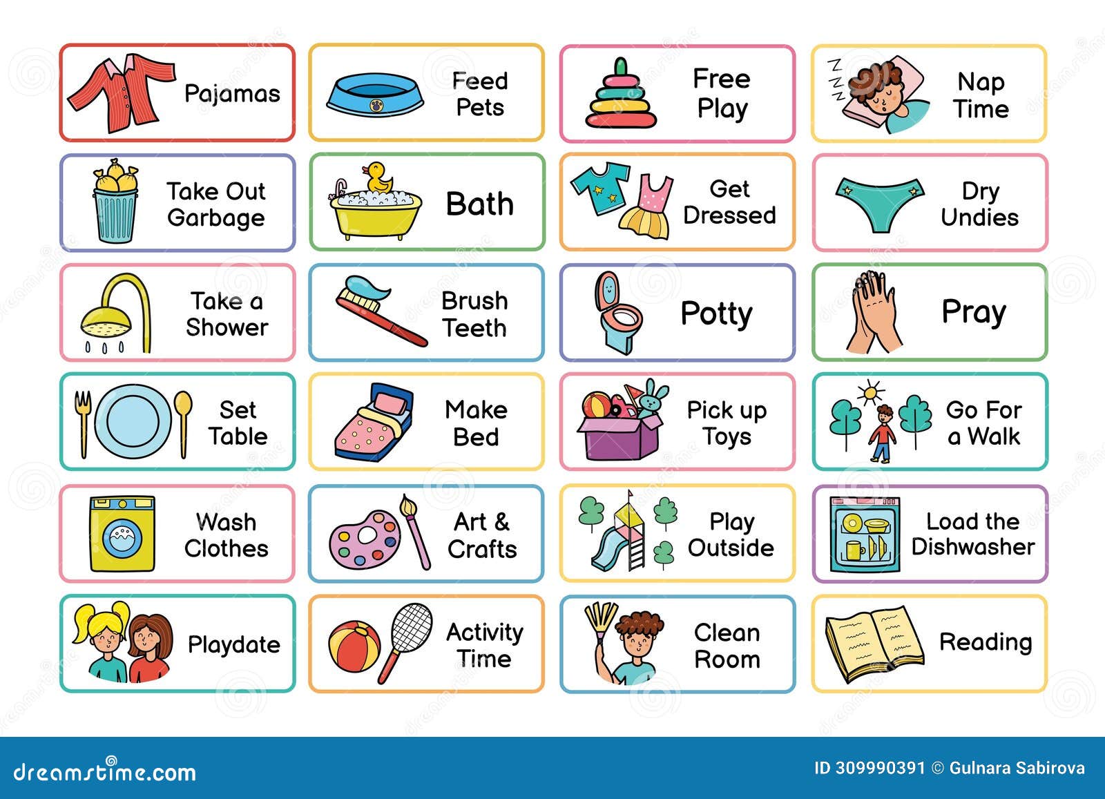 Kids daily Routine Chores Collection. Responsibilities List for the ...