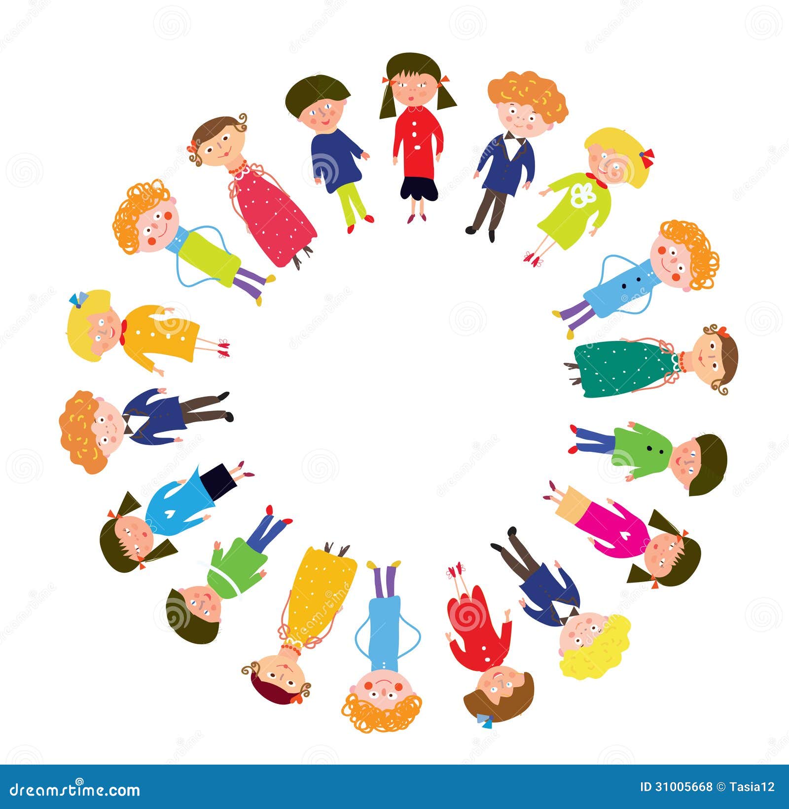 Kids in the circle cartoon stock vector. Illustration of happy - 31005668