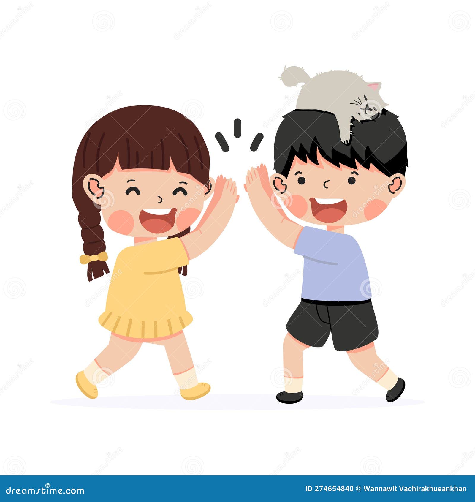 Kids Clapping Hands with High Five Stock Vector - Illustration of ...