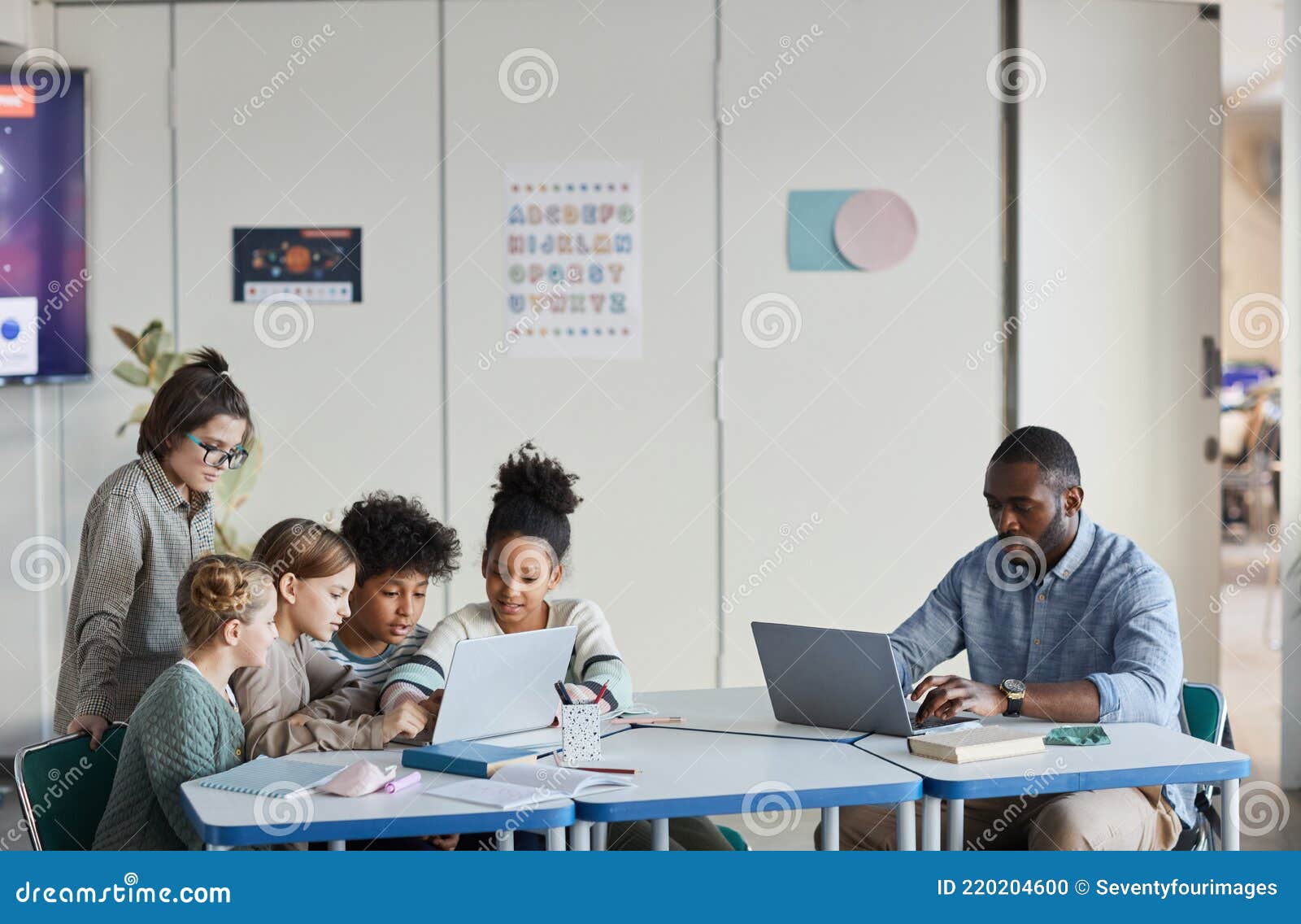 Kids in Class at Modern School Stock Photo - Image of technology ...