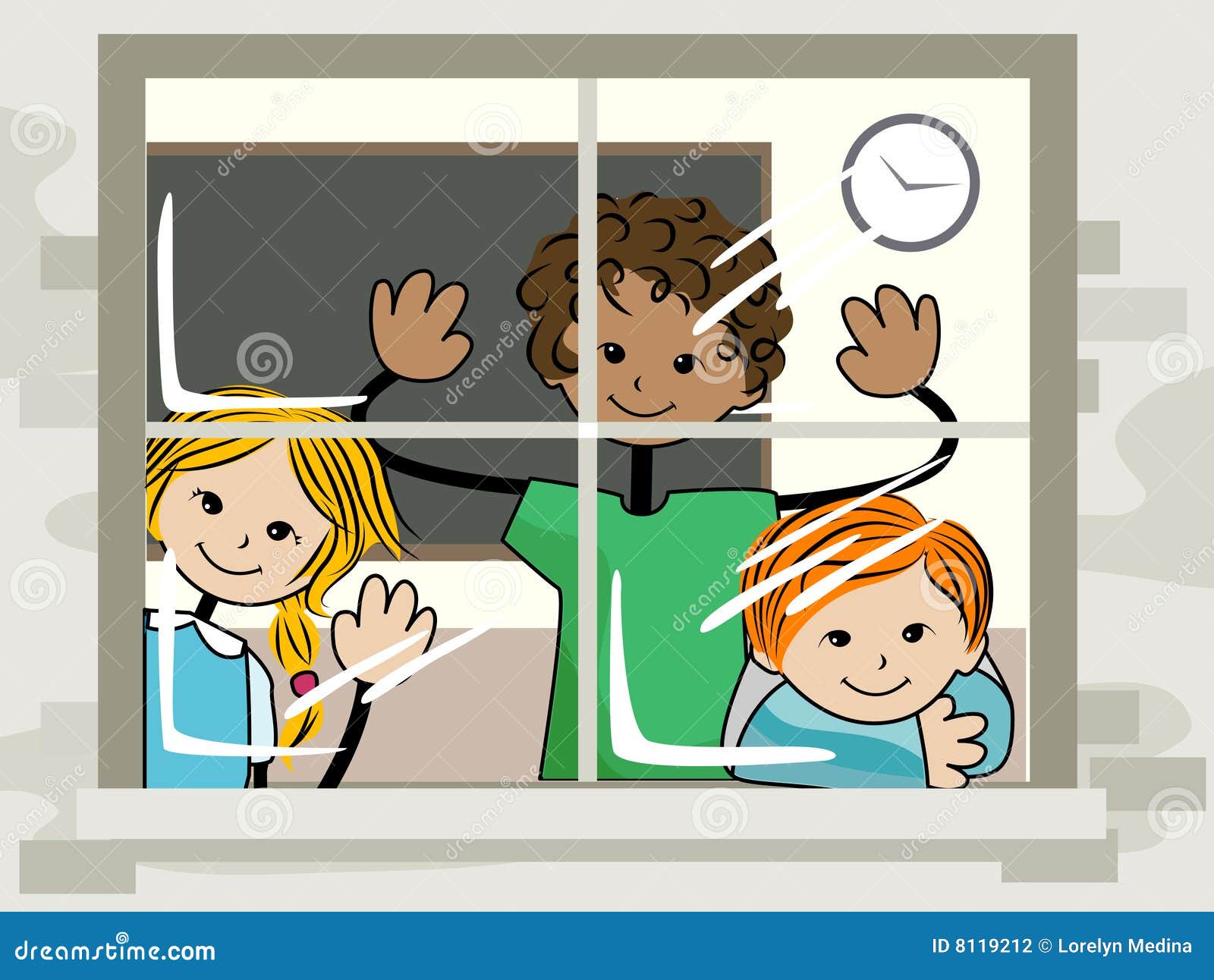 Kids in Classroom stock illustration. Illustration of window - 8119212