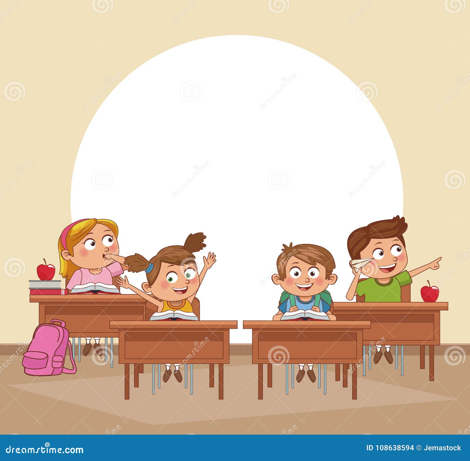 Kids in classroom stock vector. Illustration of children - 108638594