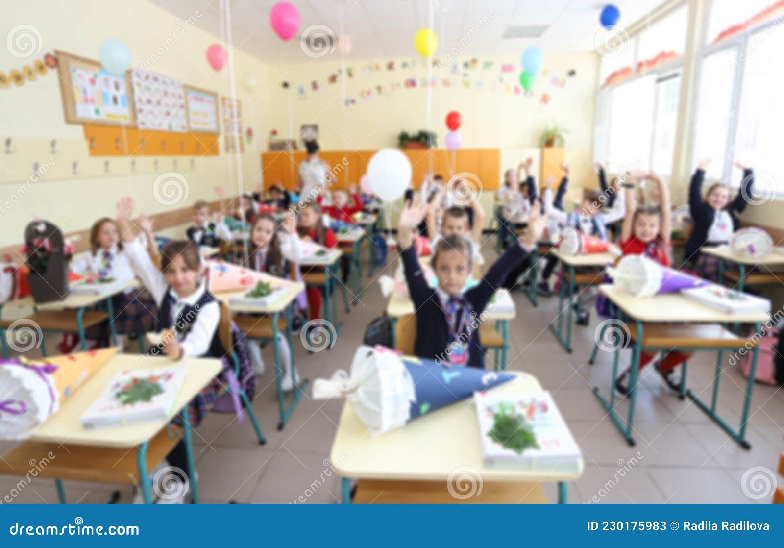 Kids in Classroom in Primary School, Blurred Editorial Stock Photo ...