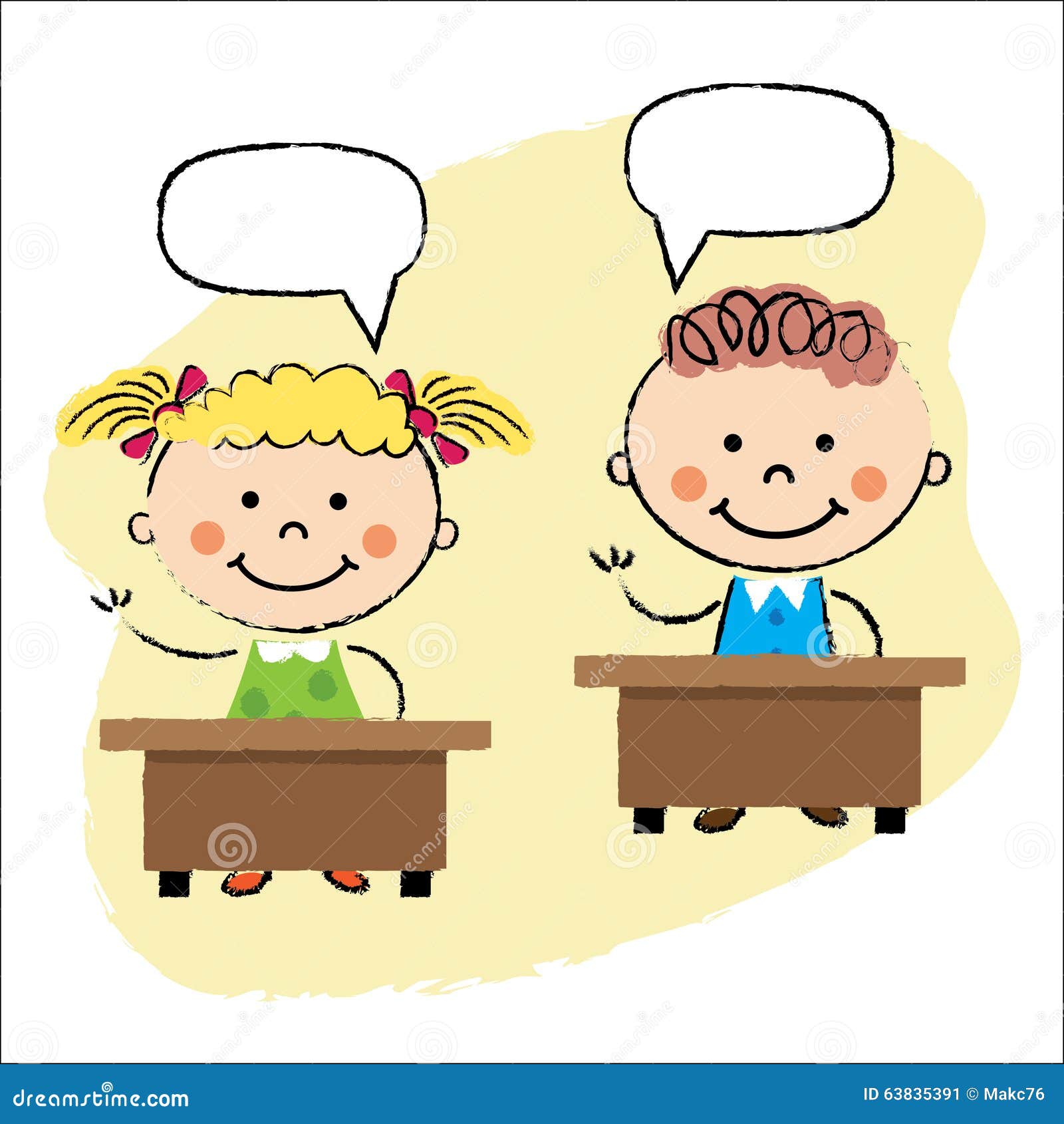 Kids in Classroom, Sitting at the Desks Stock Vector - Illustration of ...