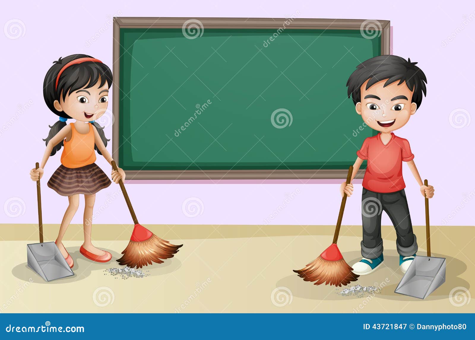 Kids Cleaning Near the Empty Board Stock Vector - Illustration of empty ...