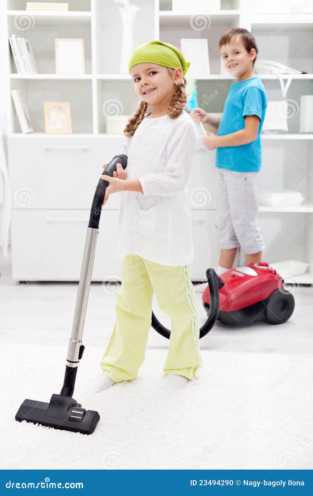 Kids cleaning the room stock photo. Image of house, background - 23494290