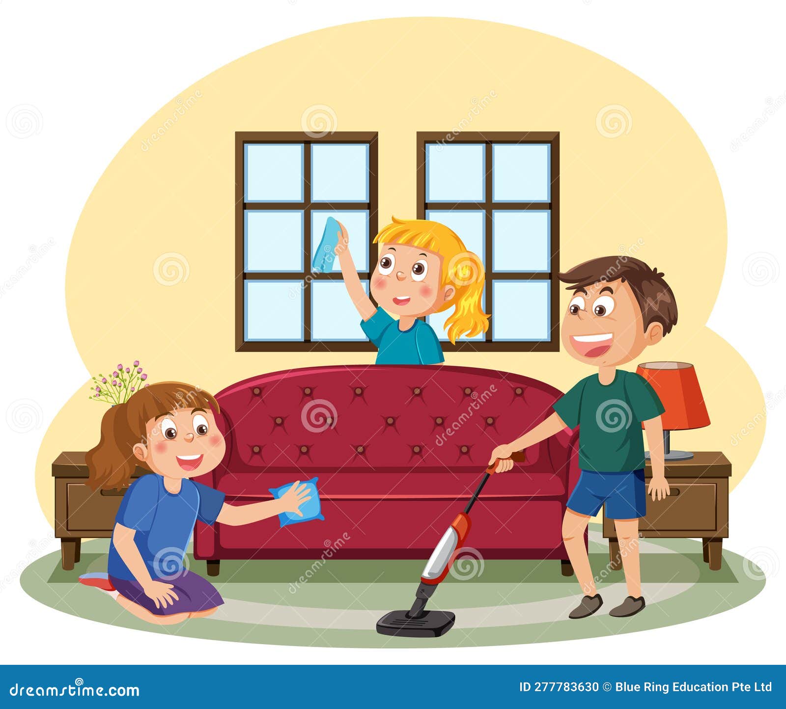 Kids Cleaning Room Together Stock Vector - Illustration of together ...