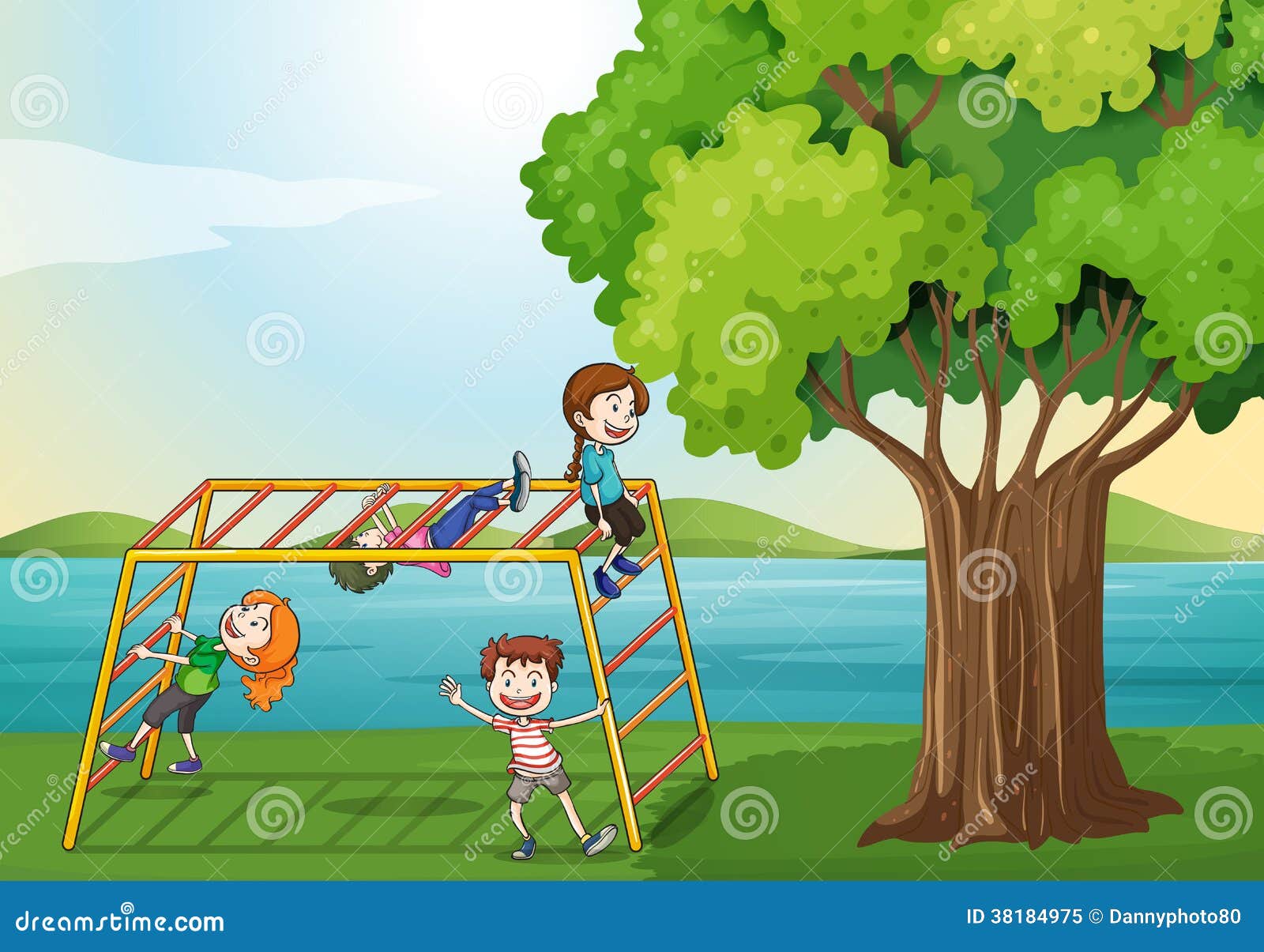 Kids Climbing Vector Climber Children Girl Boy Character Climbs Rock ...
