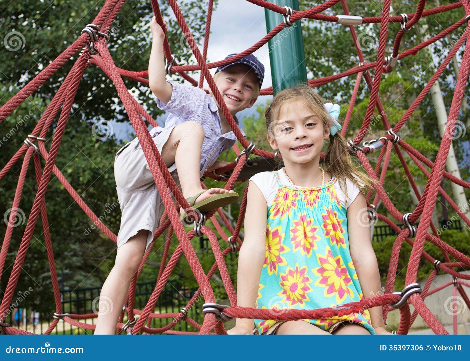 Kids Climbing on a Playground Stock Photo - Image of climbing, playful ...