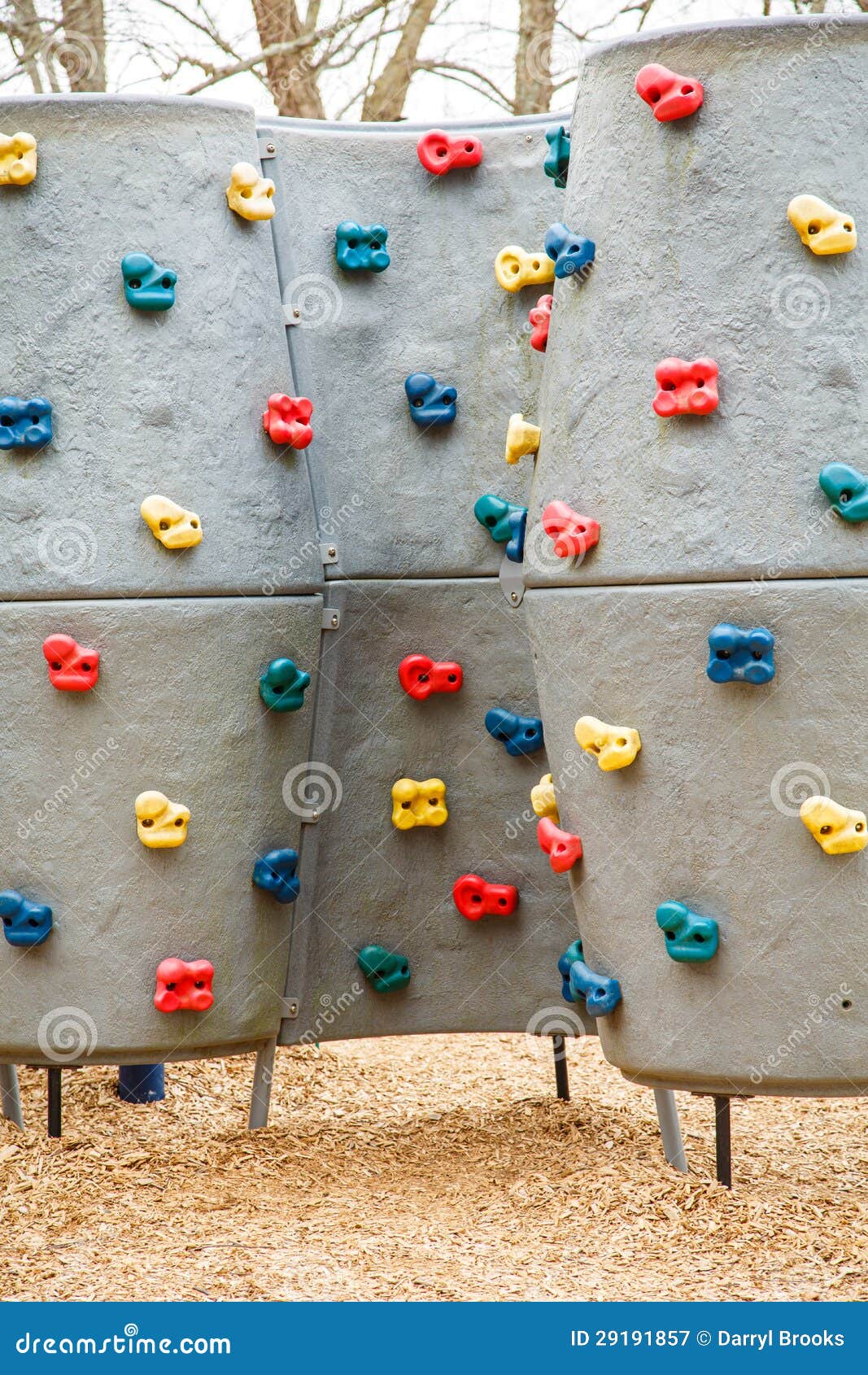 Kids Climbing Wall with Colorful Handholds Stock Image - Image of ...