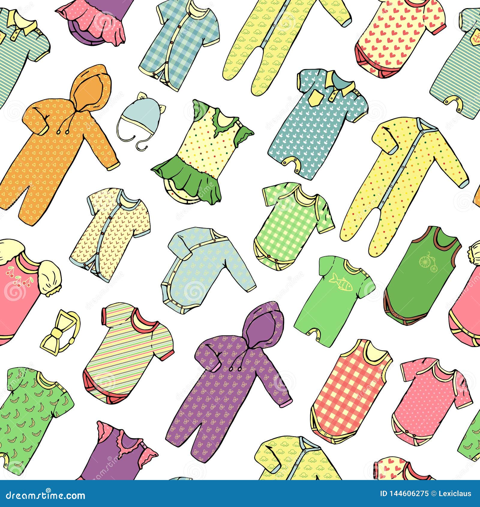 Kids clothes pattern stock vector. Illustration of accessories - 144606275
