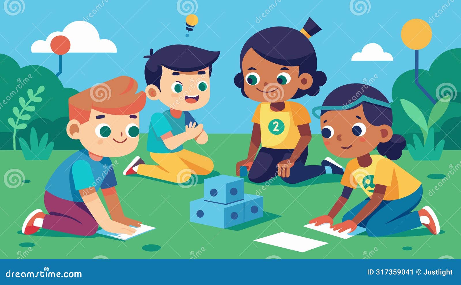 Two Kids Huddle Together In Fear As They Spot A Monster With A ...