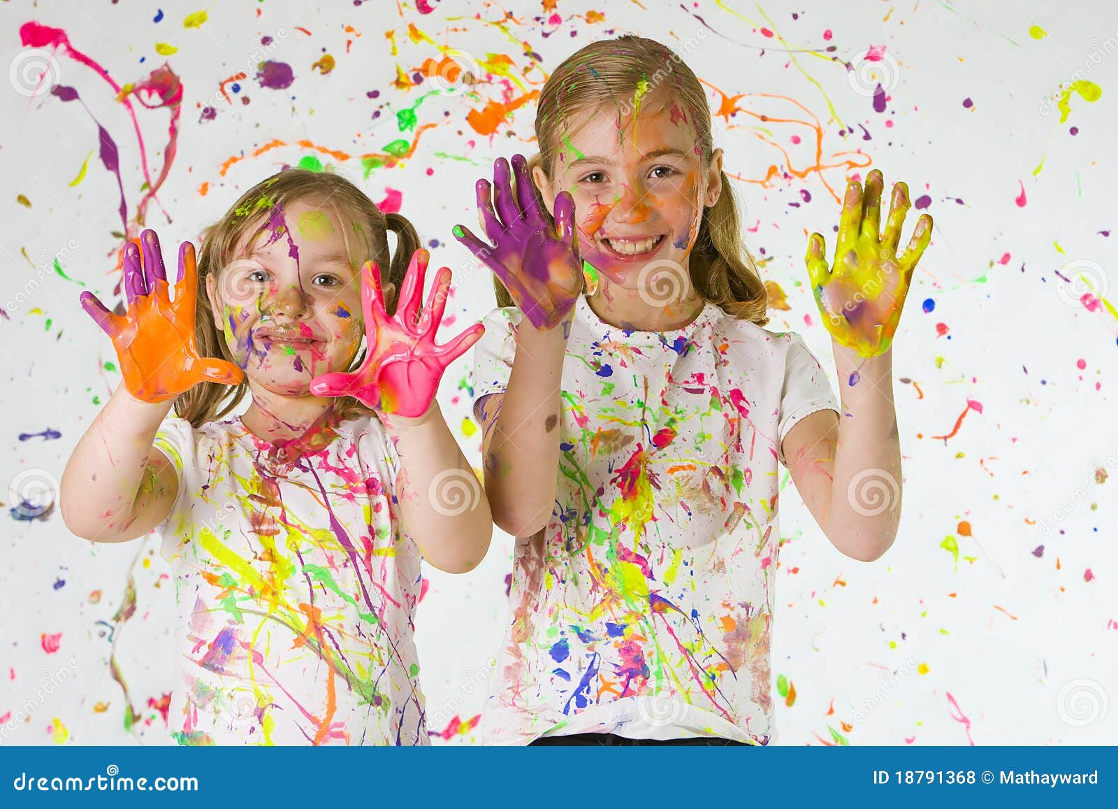 Kids in colorful paint stock photo. Image of showing - 18791368
