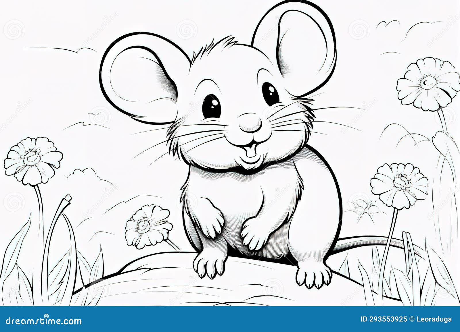 Kids Coloring Book Image, a Mouse, Basic Line Drawing, Simple Image for ...